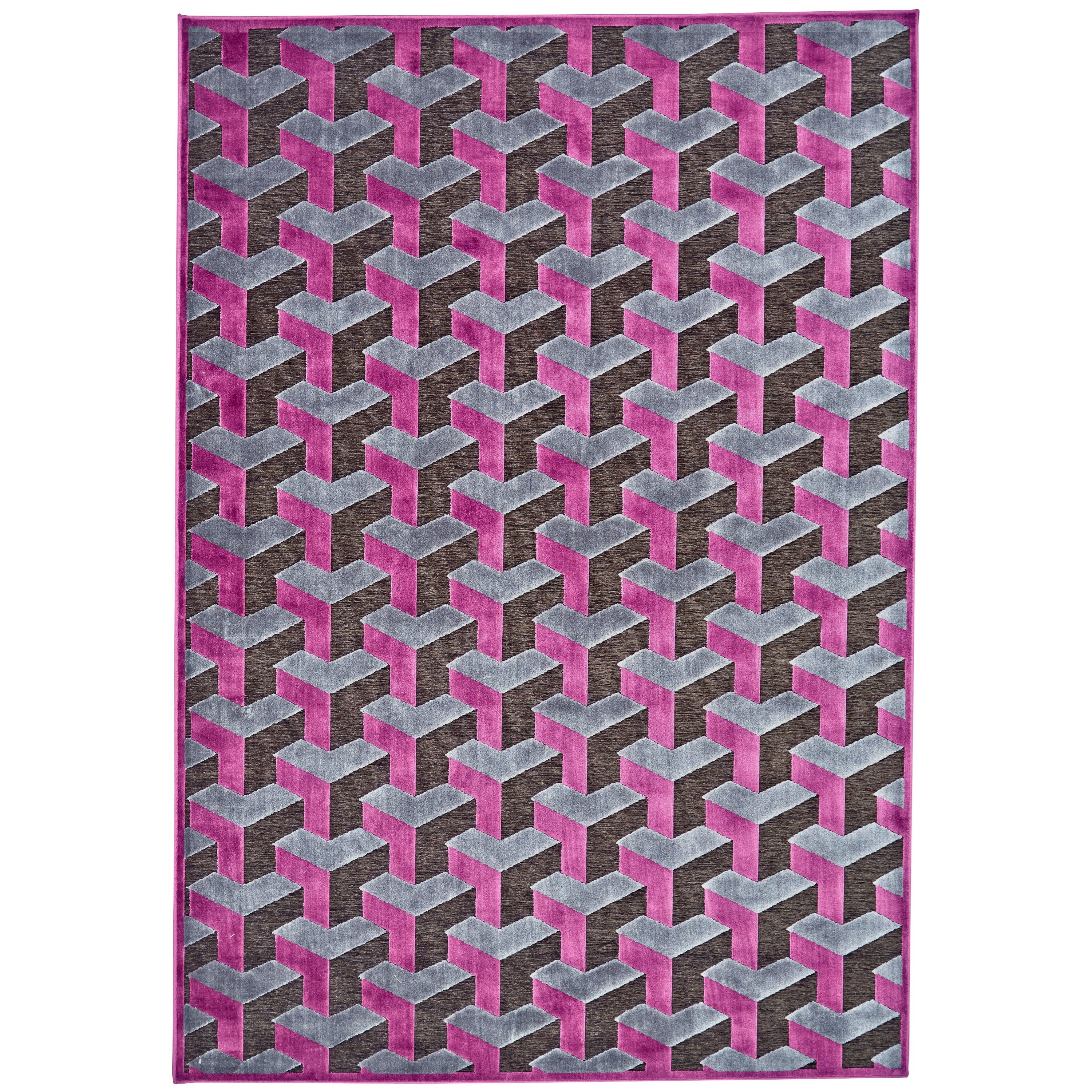 Feizy Rugs Saphir Rubus Dark Gray/Raspberry 7'-6" X 10'-6" Area Rug ...