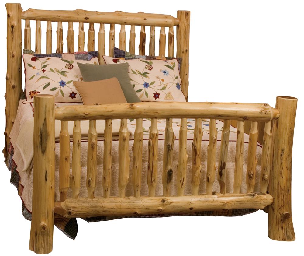Fireside Lodge 10041 B10041 Queen Small Spindle Log Bed with Hand ...