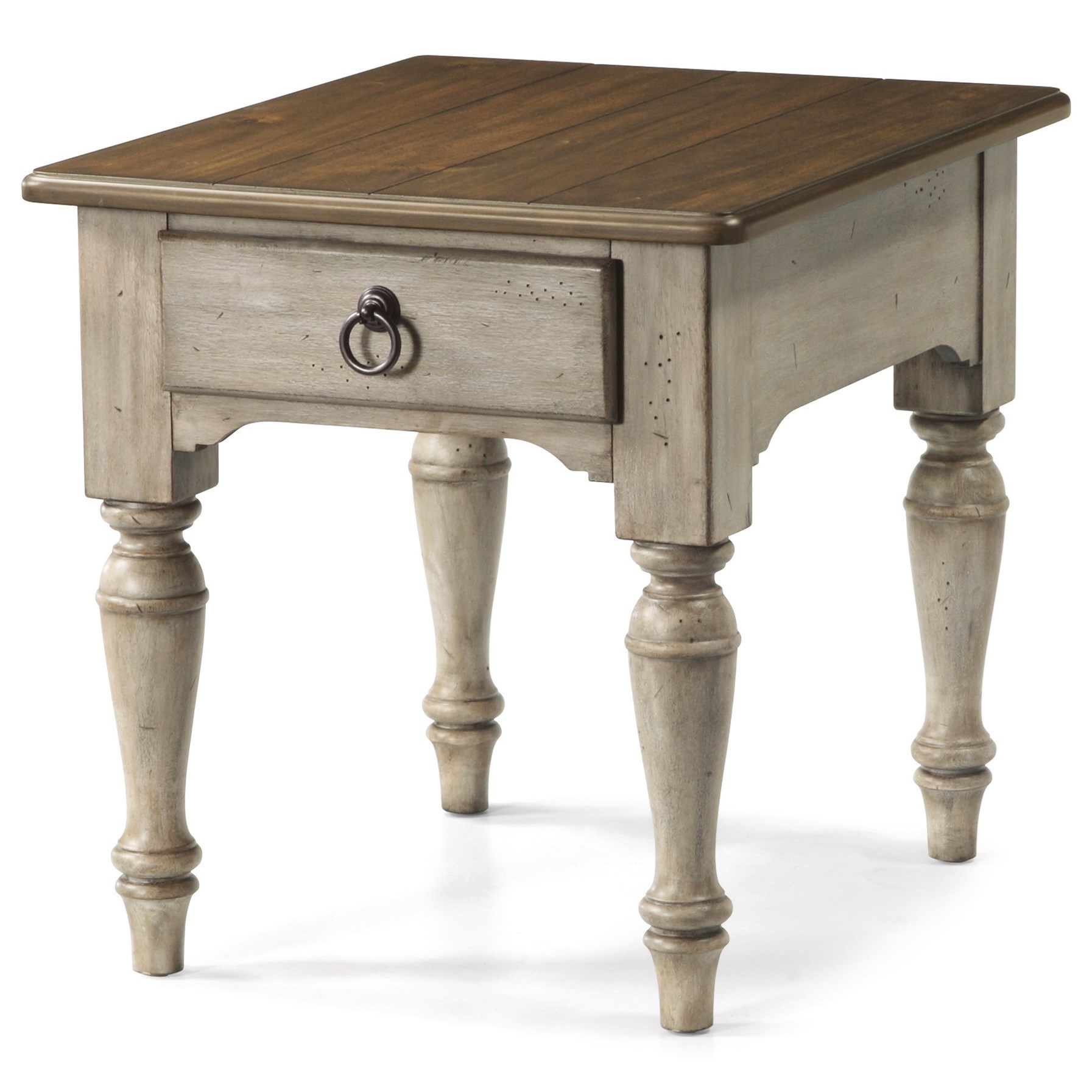 Flexsteel Ventura Relaxed Vintage End Table with Drawer | Crowley ...