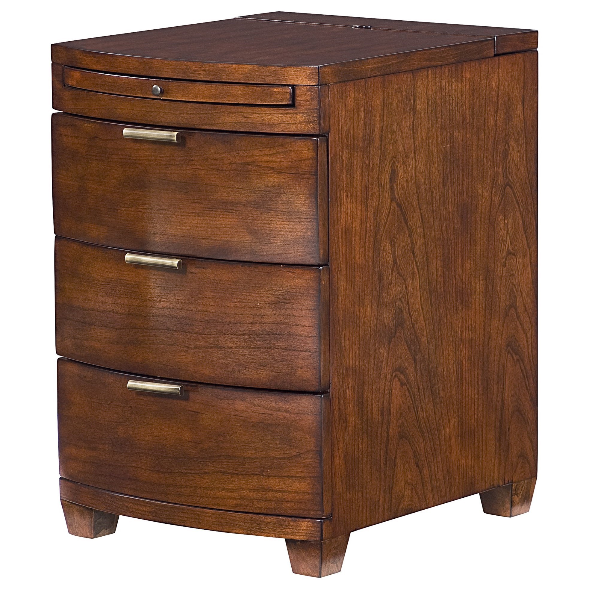 Hammary Chairsides Bowfront Chairside Table with Pull-Out Shelf ...