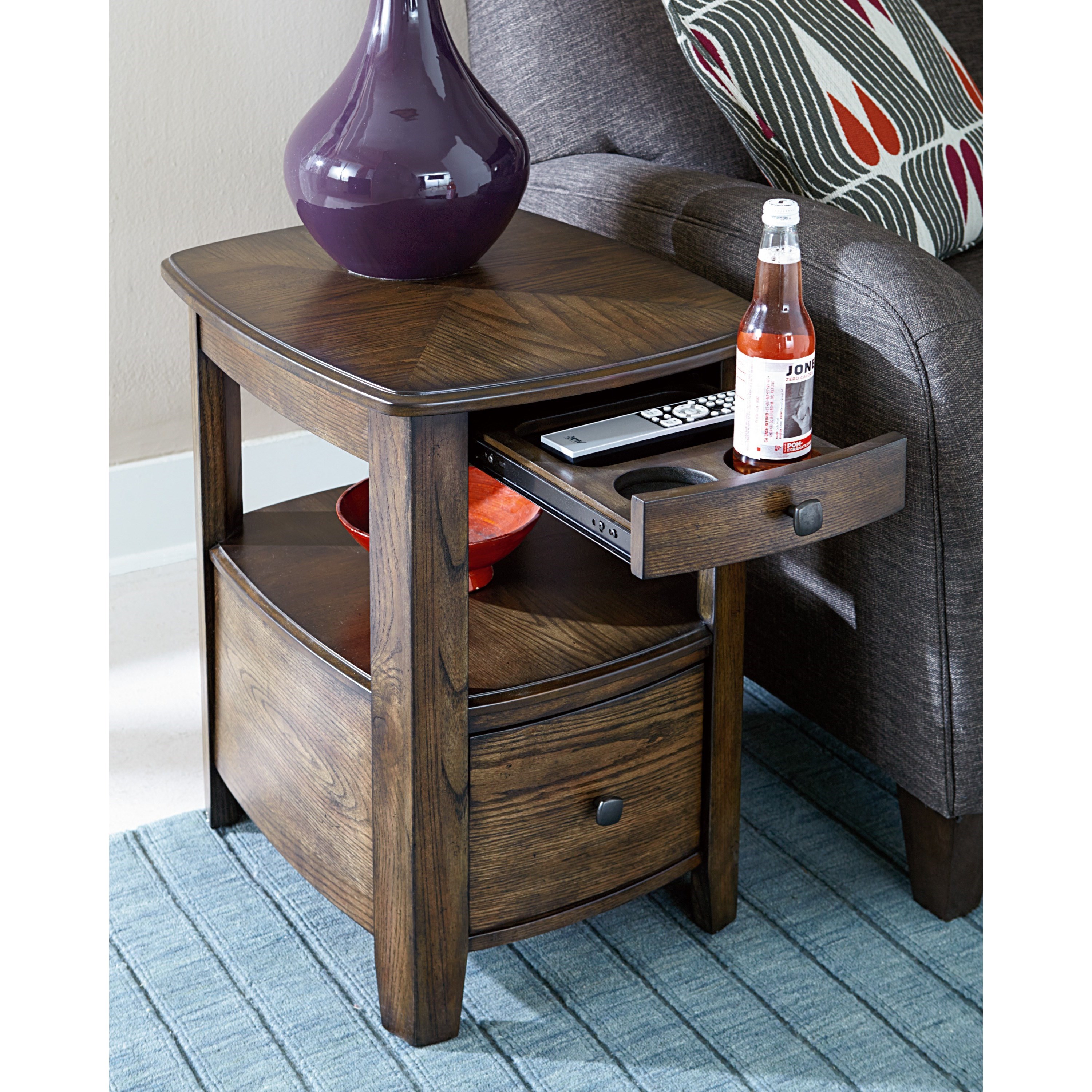 Hammary Primo Transitional Chairside Table with Pull-Out Tray | Wayside ...