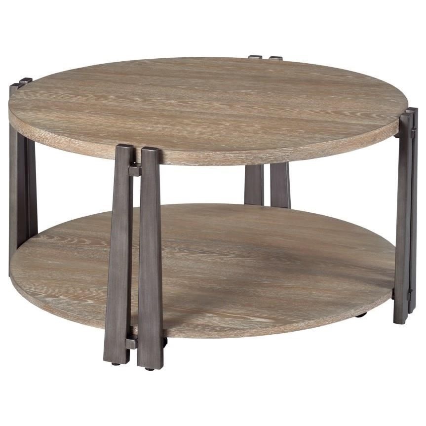 Table Trends Pasadena Contemporary Round Wood and Metal Cocktail Table ...