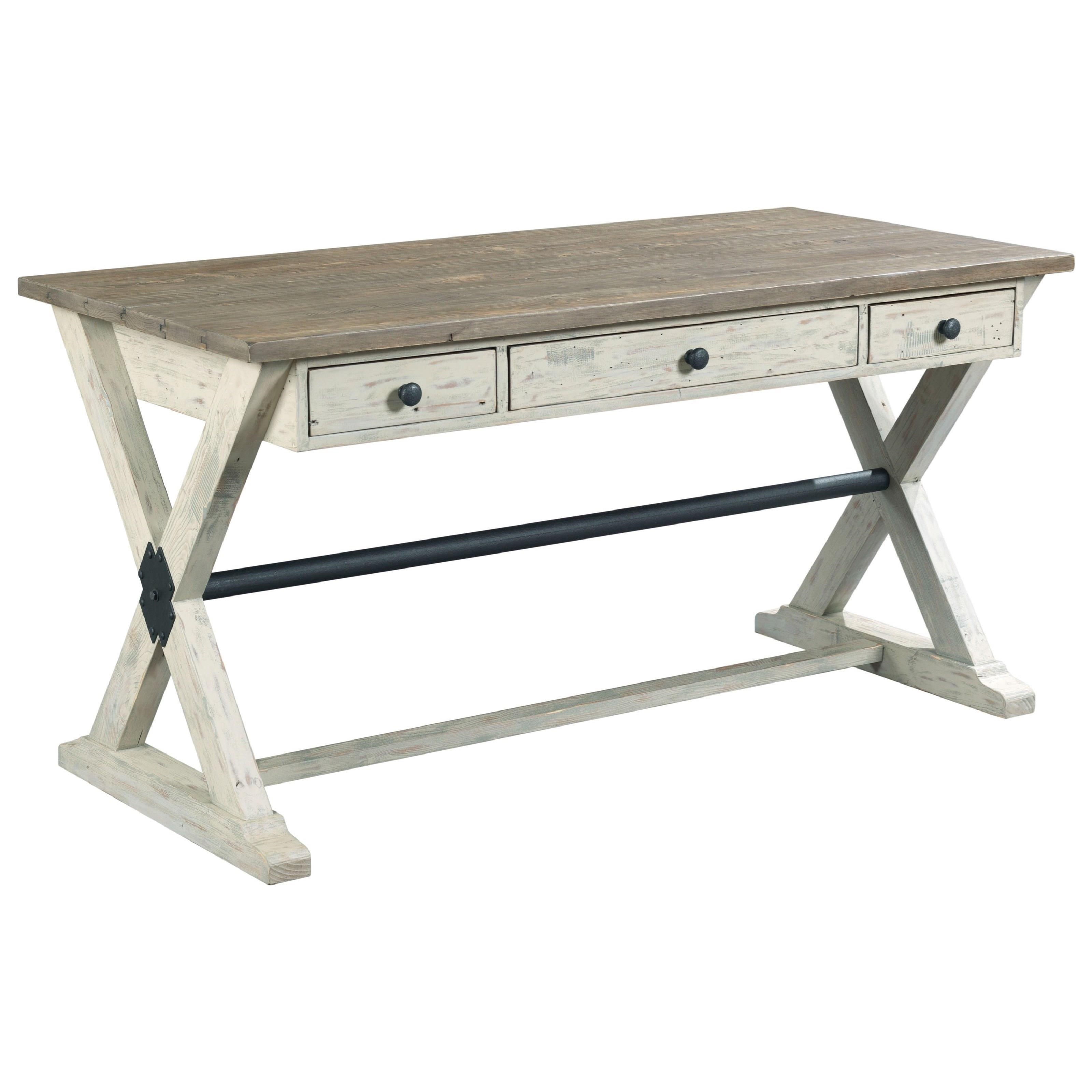 Hammary Prescott Trestle Desk with 3 Drawers | Crowley Furniture ...