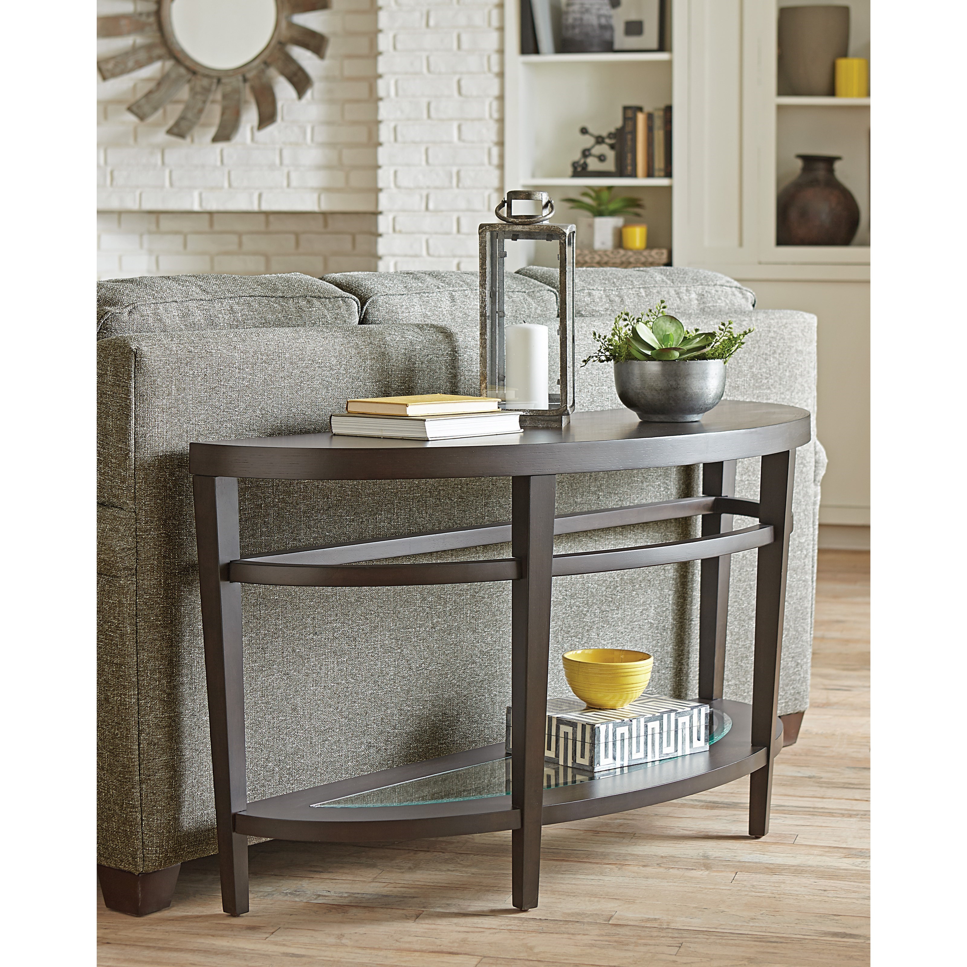 Hammary Urbana Transitional Sofa Table with Glass Insert Shelf ...