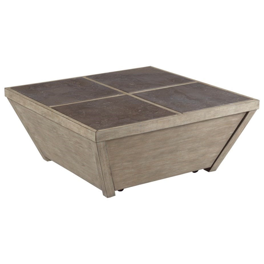 Hammary West End Transitional Square Coffee Table with Stone Inset Top ...
