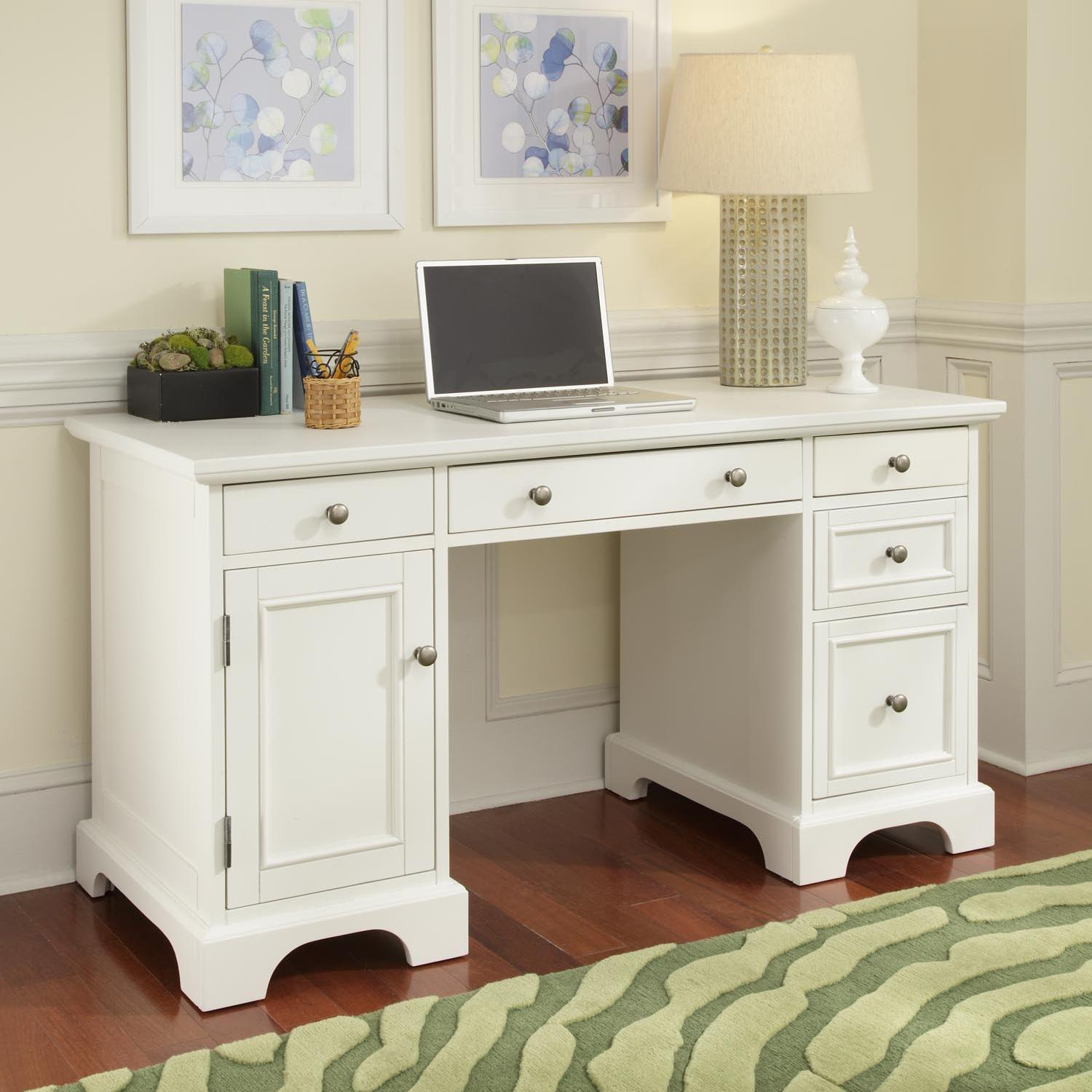 Home Styles Naples White Double Pedestal Desk with 5 Drawers | AHFA ...
