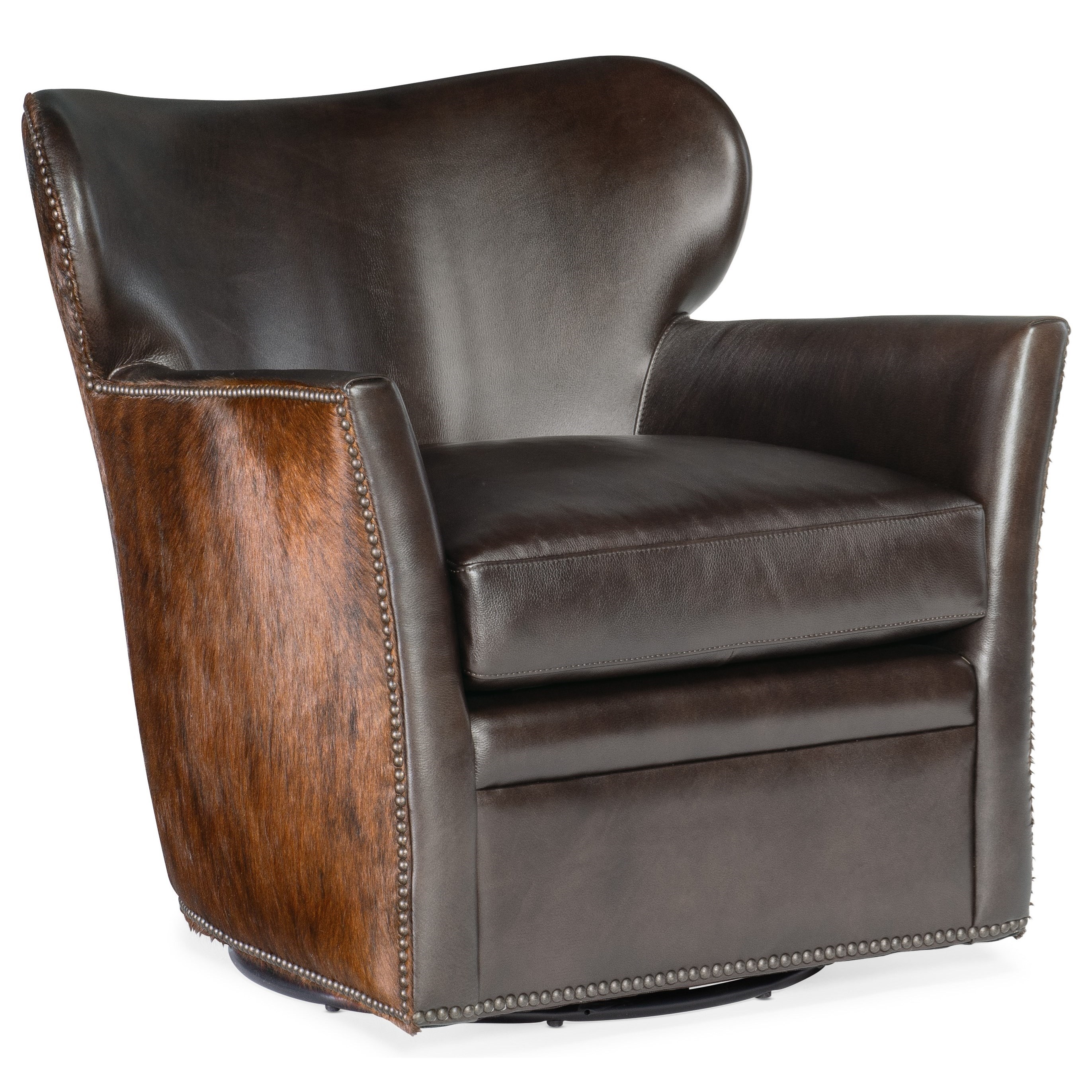 Hooker Furniture Club Chairs Kato Leather Swivel Chair with Hair on ...