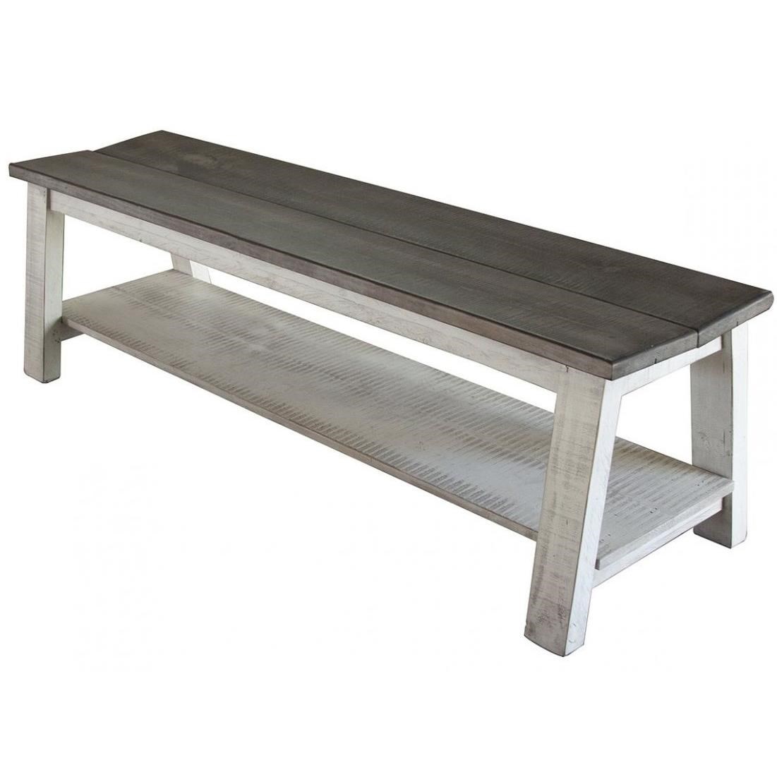 IF Stone Relaxed Vintage Solid Wood Bench with Shelf | Lindy's ...