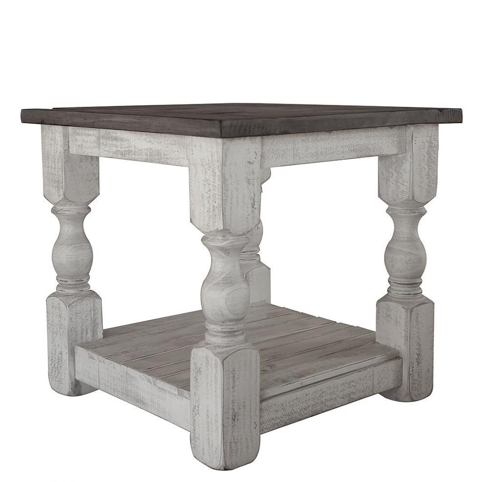 International Furniture Direct Stone Relaxed Vintage Solid Wood End ...