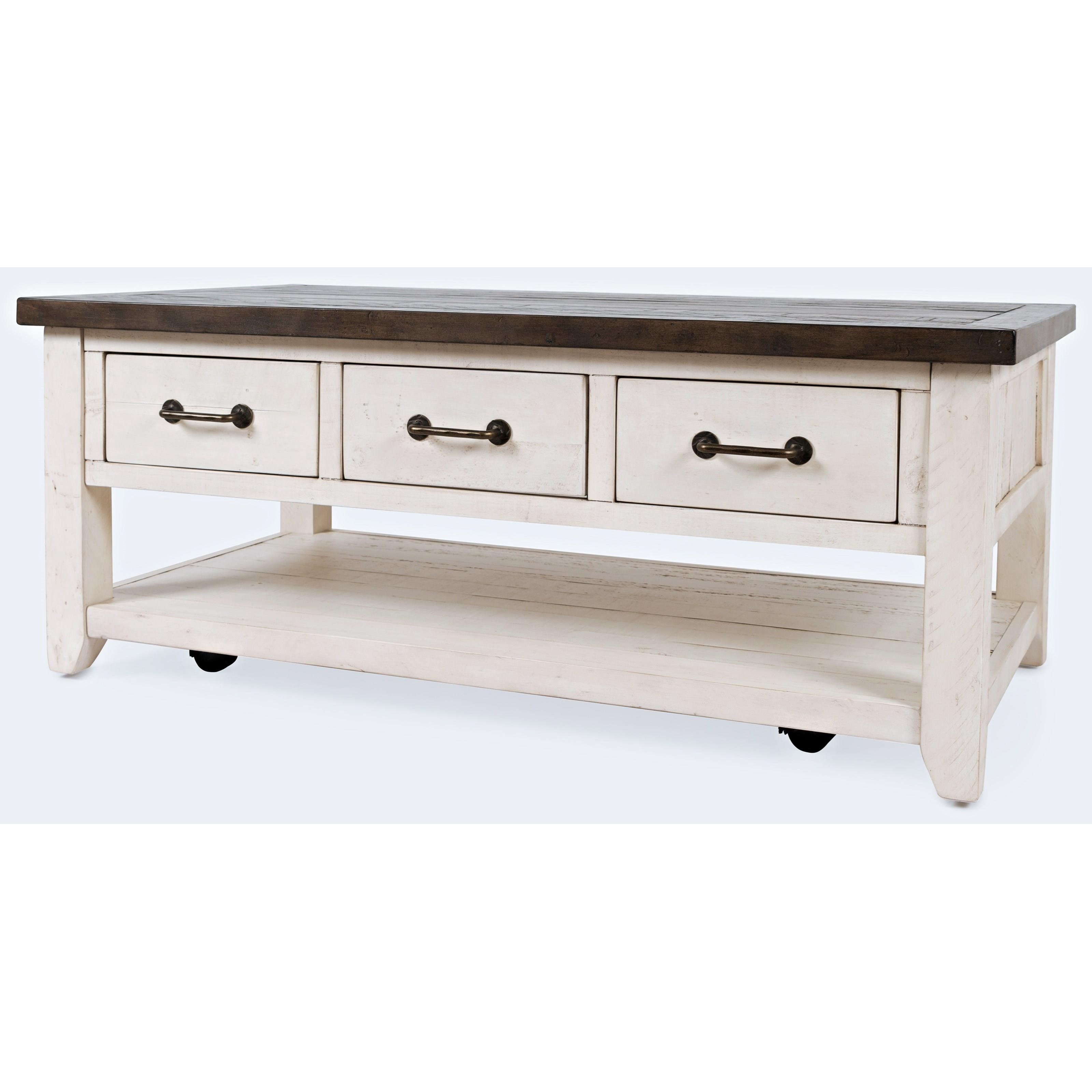Jofran Madison County 3 Drawer Cocktail Table- Vintage White | Reeds ...