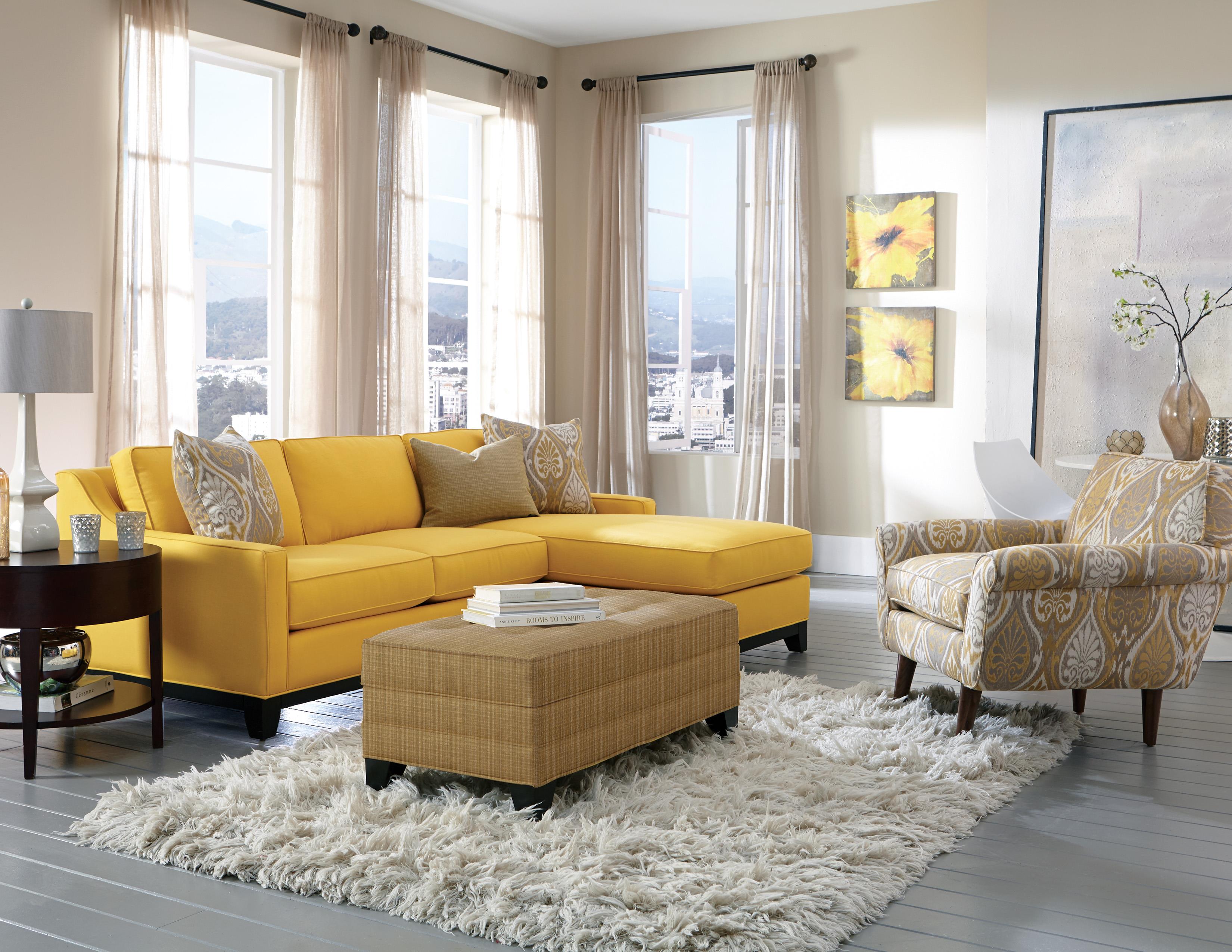 Jonathan Louis Janet Contemporary Sofa with Chaise and Scooped Track ...