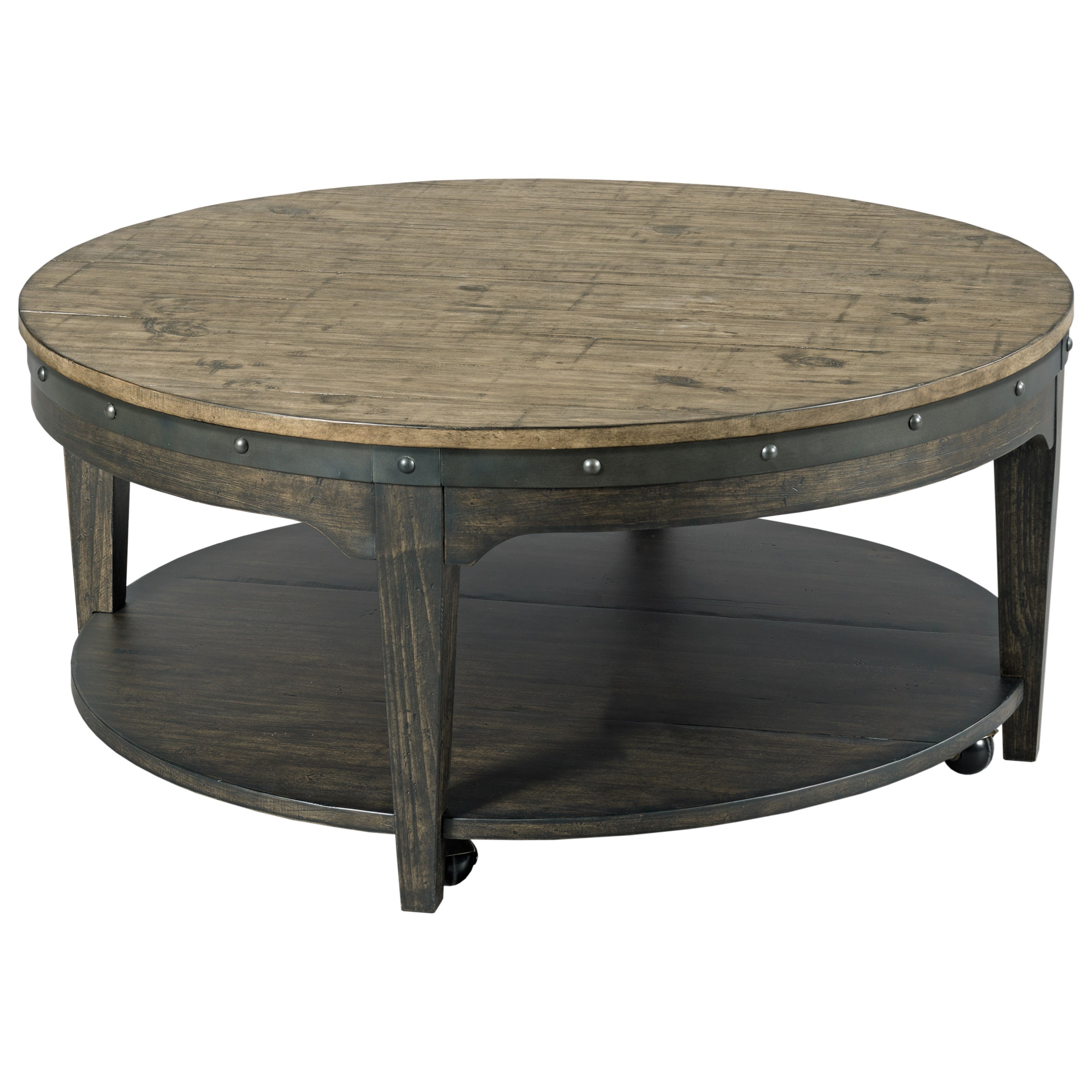Kincaid Furniture Plank Road Artisans Round Solid Wood Cocktail Table ...