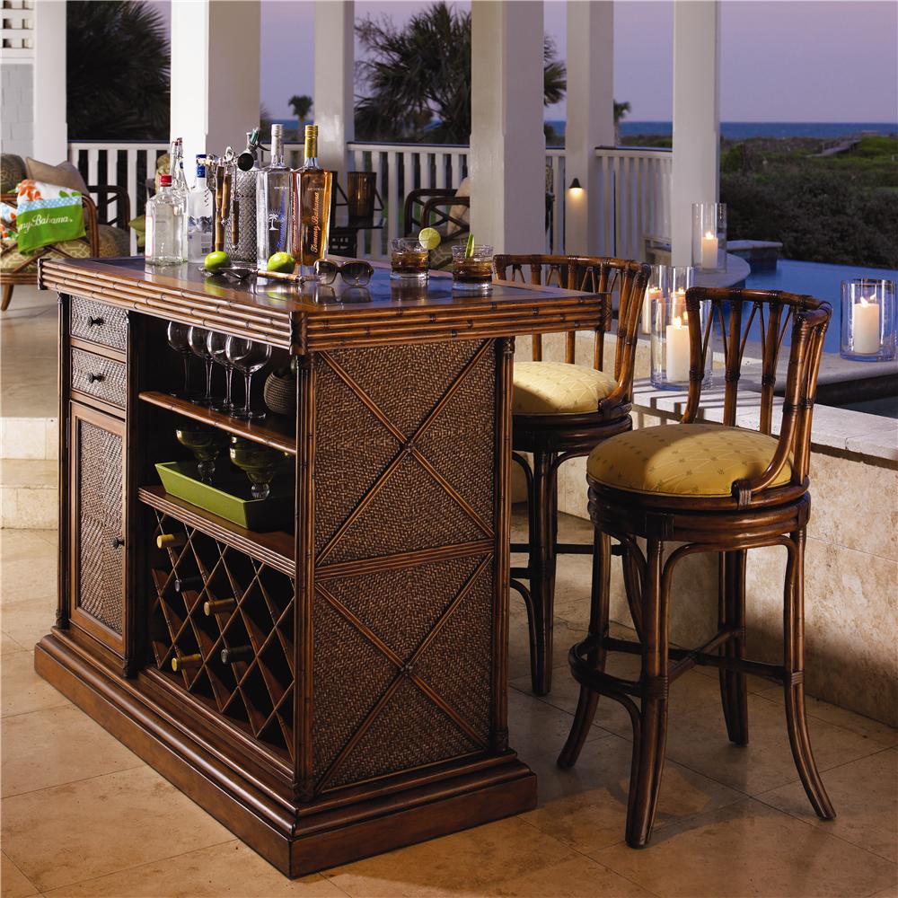 Tommy Bahama Home Island Estate South Beach Rattan Swivel Bar Stool ...