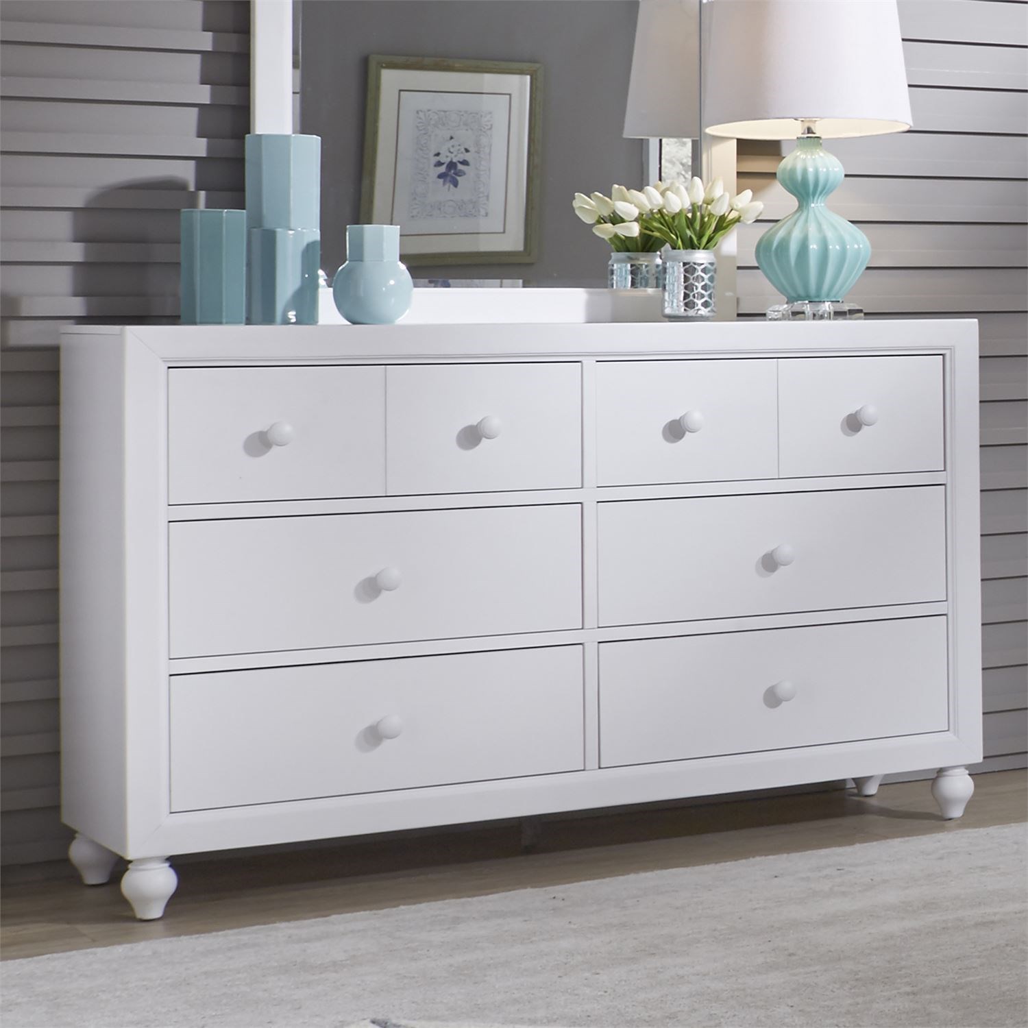 Liberty Furniture Cottage View Cottage Style 6 Drawer Dresser with Bun ...