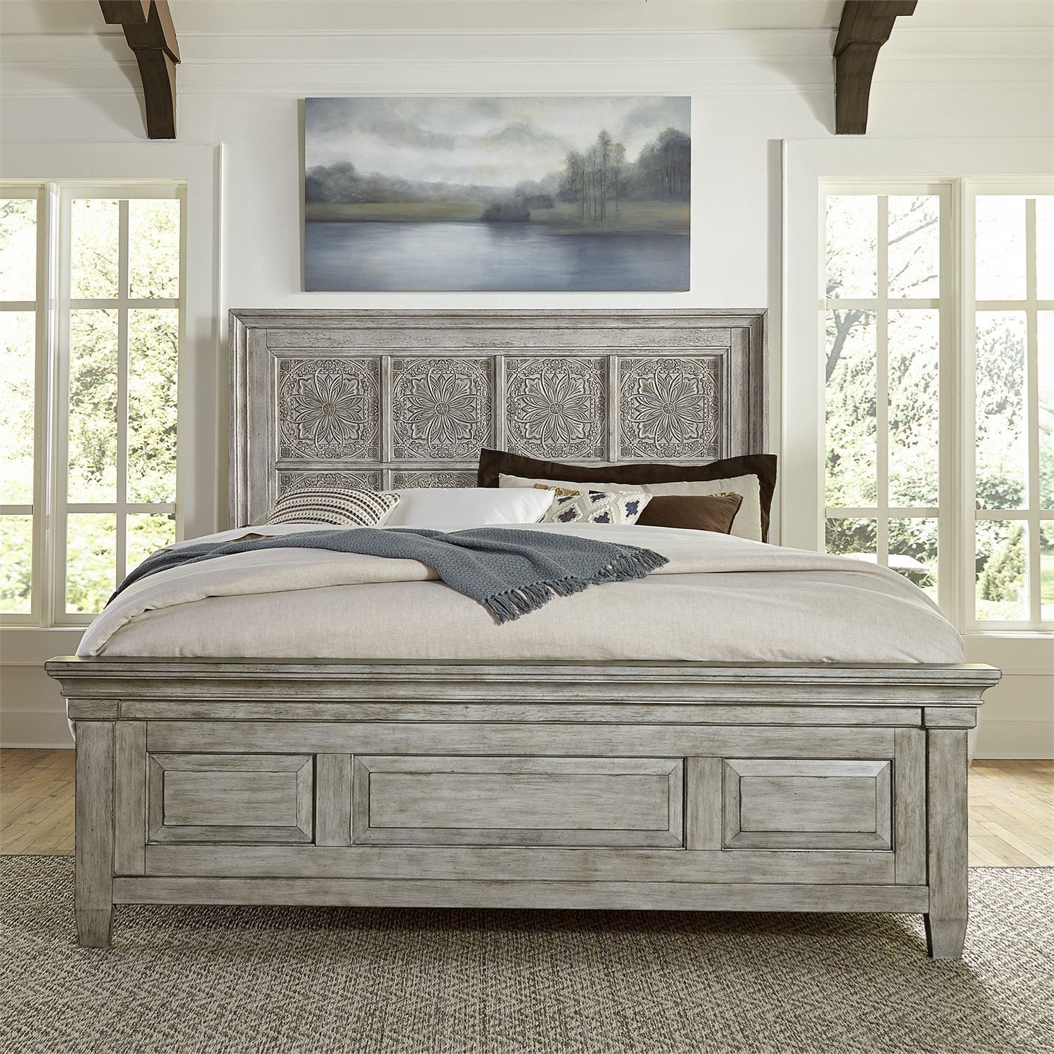 Liberty Furniture Heartland Transitional King Panel Bed with Decorative ...