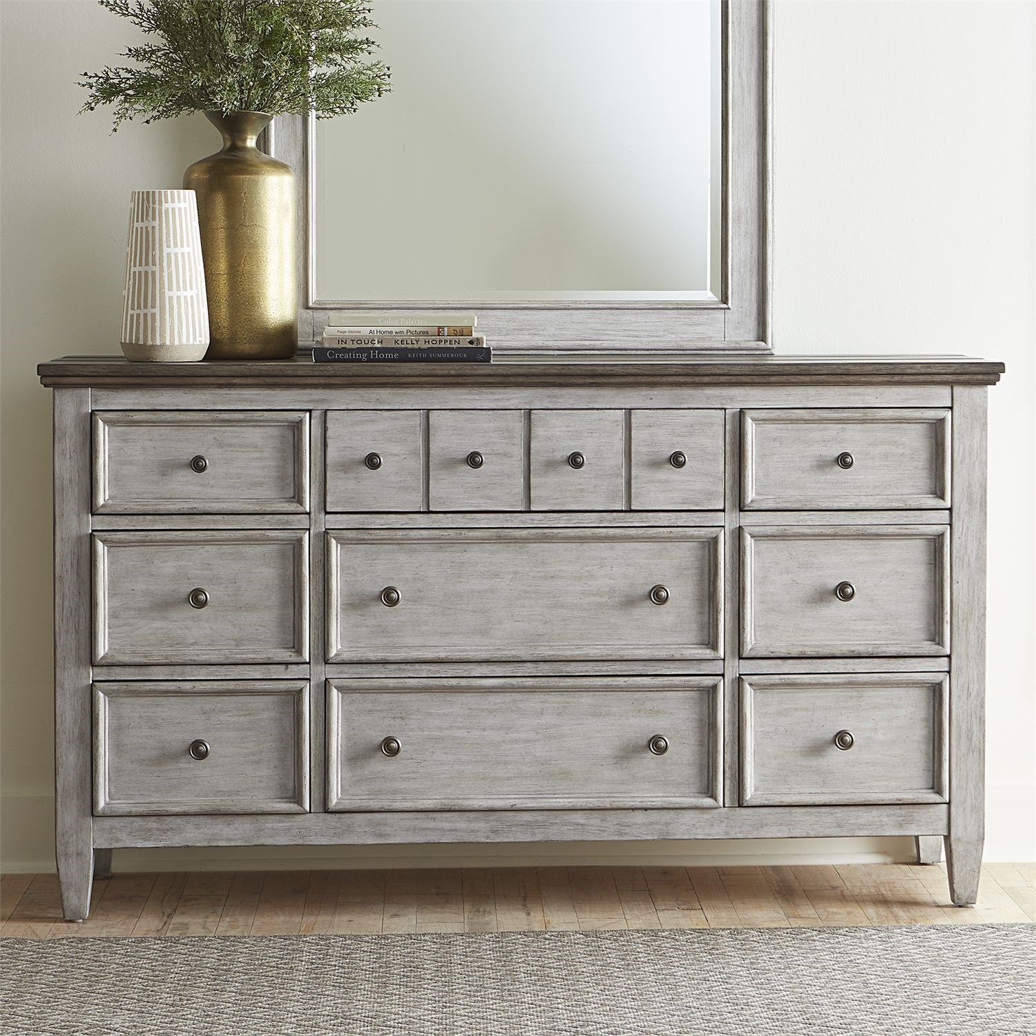 Liberty Furniture Heartland Transitional Two-Toned 9 Drawer Dresser ...
