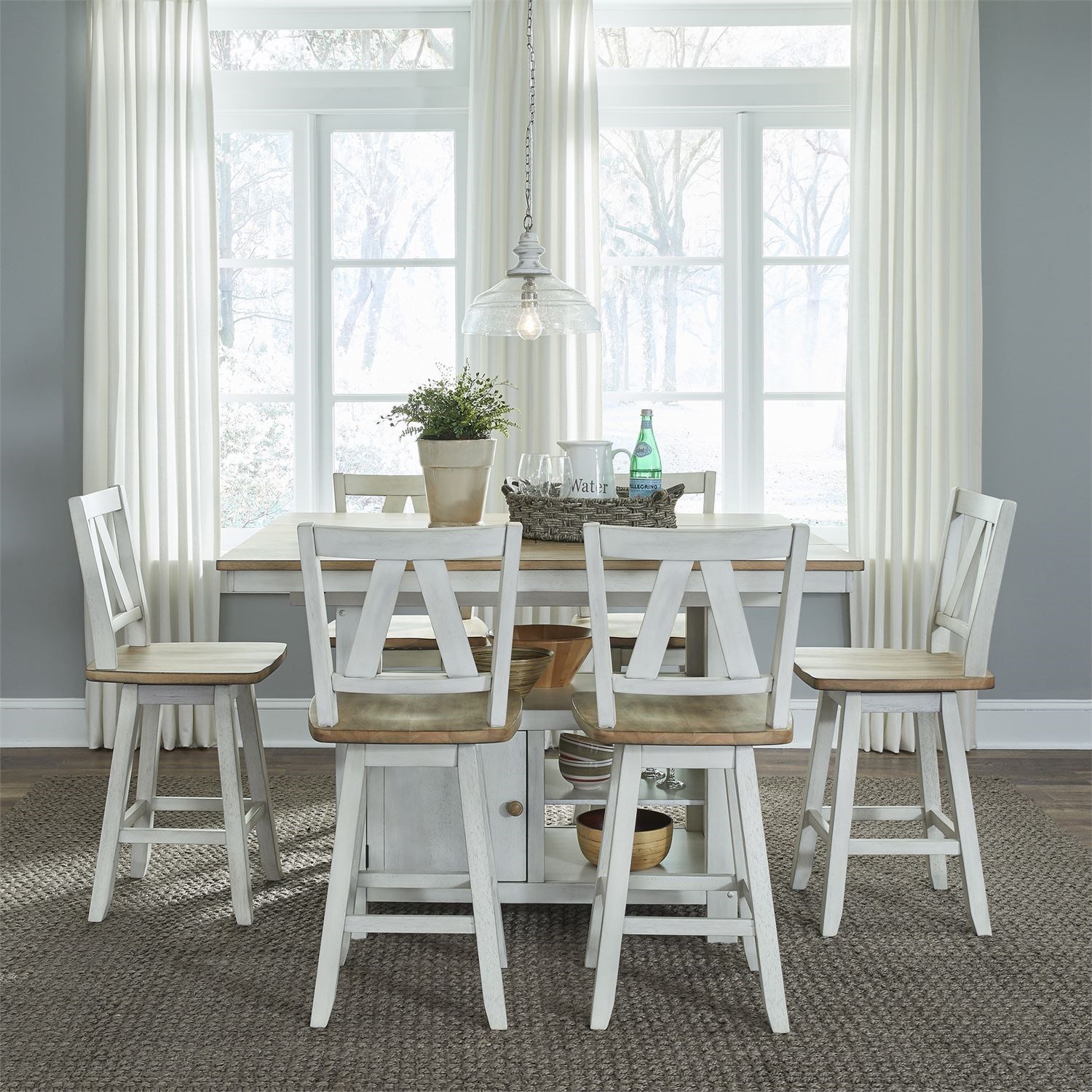 Liberty Furniture Lindsey Farm Transitional Two-Toned 7-Piece Gathering ...