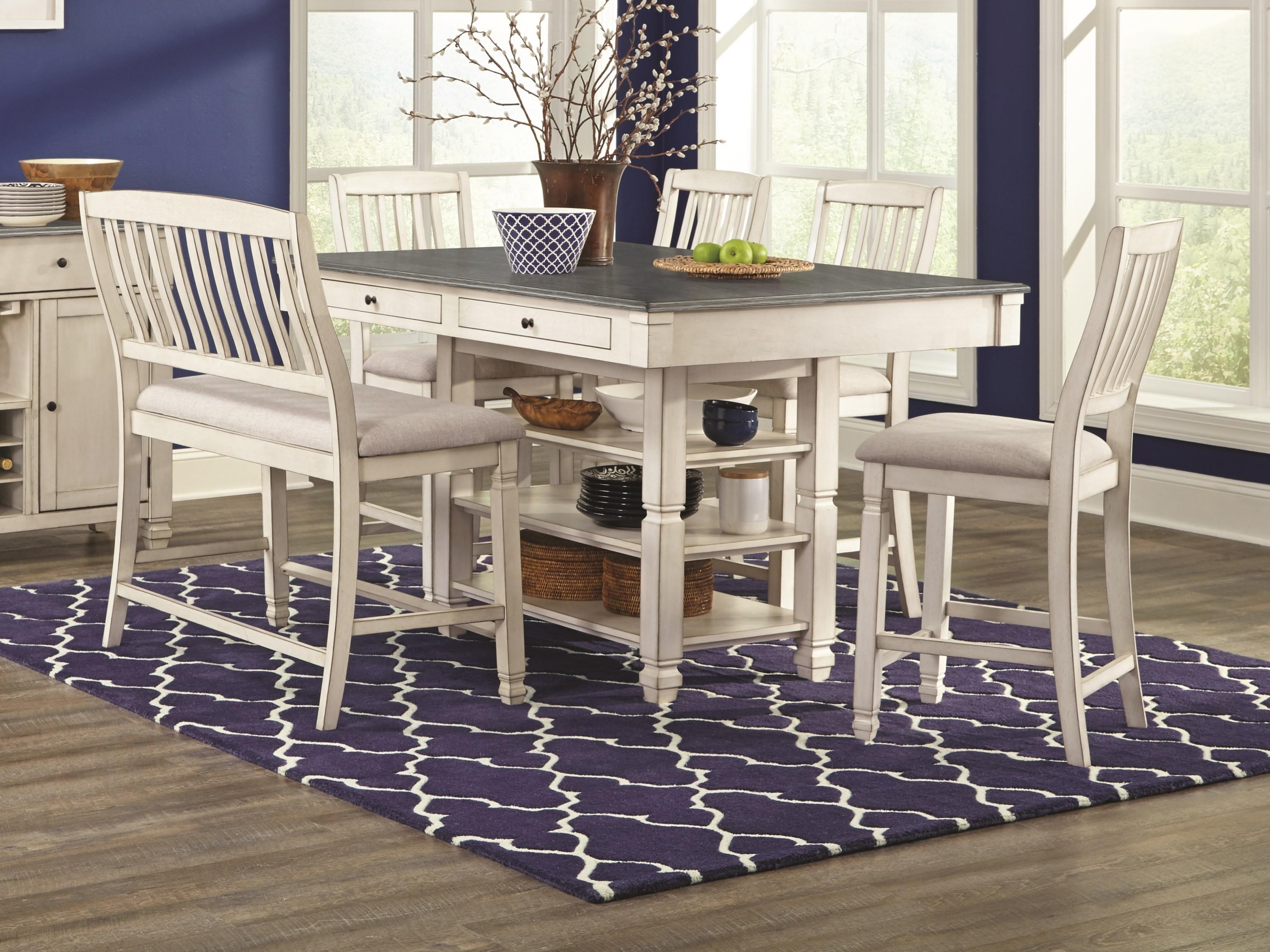 Lifestyle Crafton Counter Height Table with 4 Stools and Bench | Royal ...