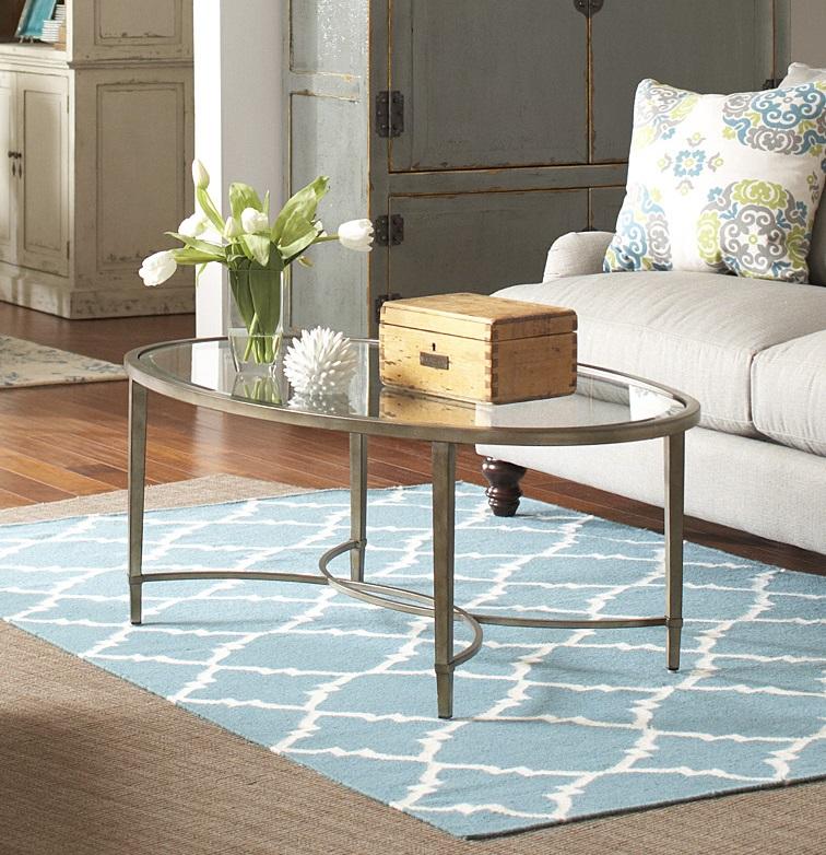 Belfort Select Copia Metal and Glass Oval Cocktail Table | Belfort ...