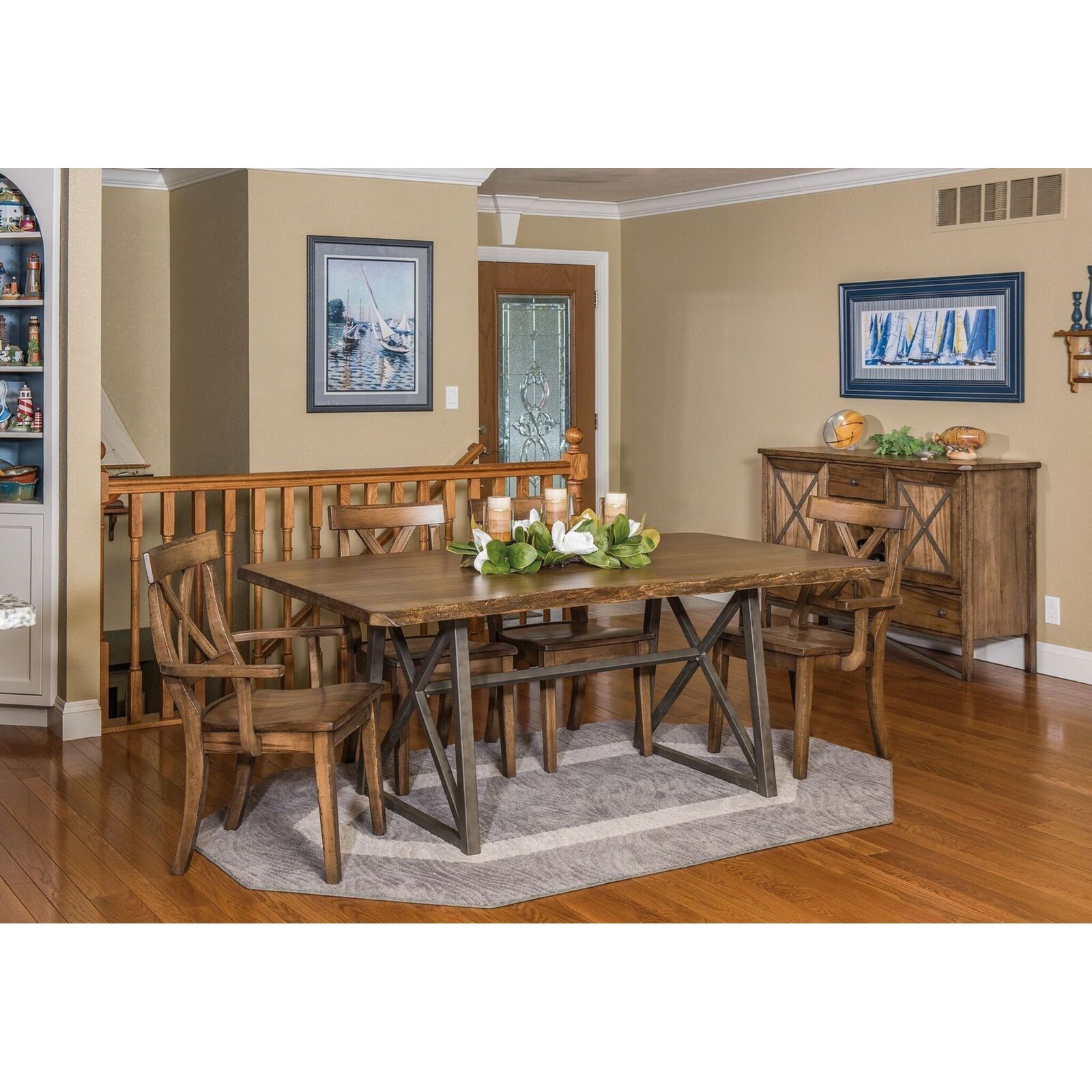 Woodside Woodworks Yukon 22027 Customizable Solid Wood Trestle Table ...
