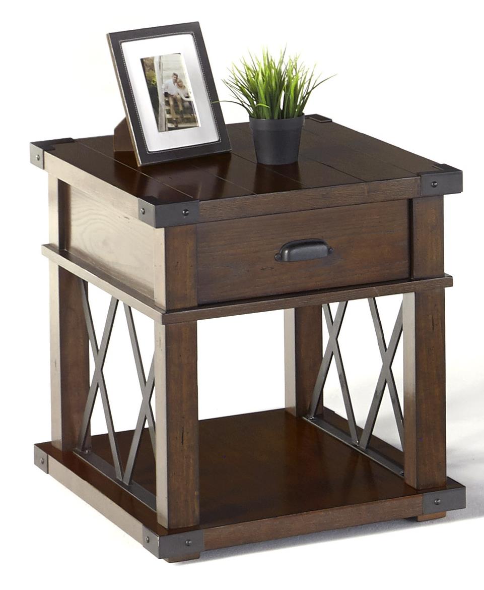 Progressive Furniture Landmark Industrial Rectangular End Table with X ...