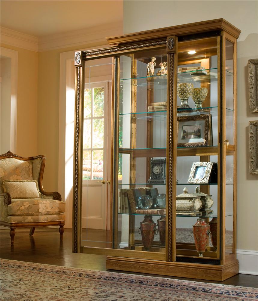 Pulaski Furniture Curios 20484 Estate Oak Two Way Sliding Door Curio ...