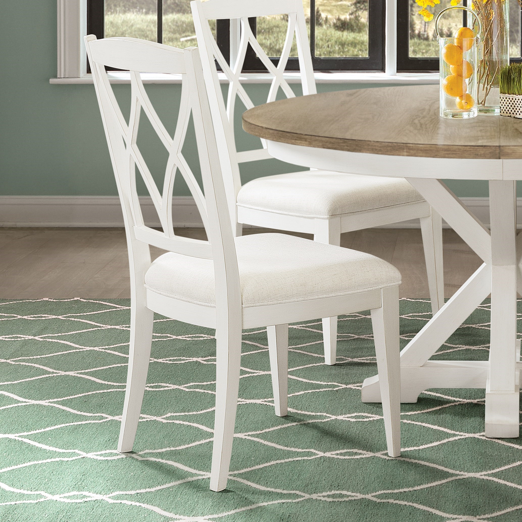 Riverside Furniture Myra Cottage Style XX-Back Upholstered Side Chair ...