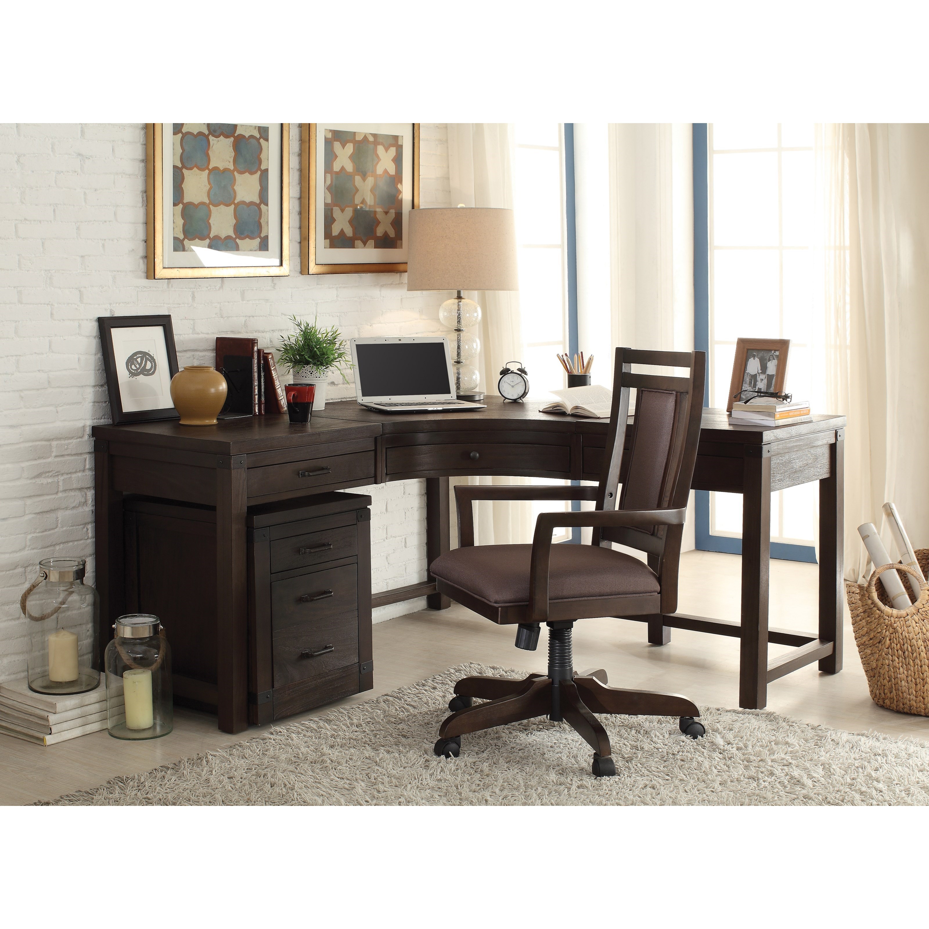 Riverside Furniture Promenade 3 Drawer Curved Corner Desk | Belfort ...