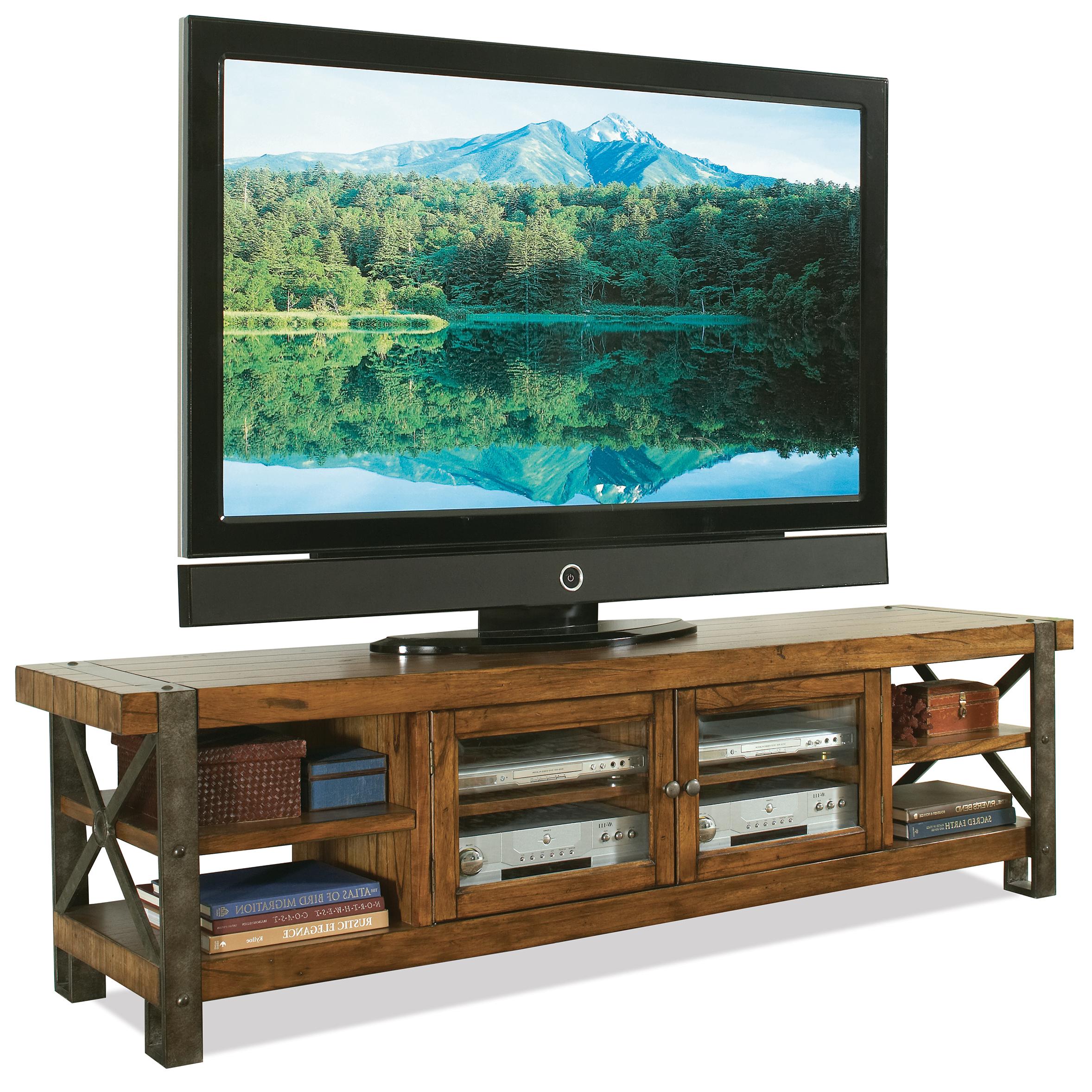 Riverside Furniture Sierra Rustic 80-In Tv Console w/ Glass Doors ...