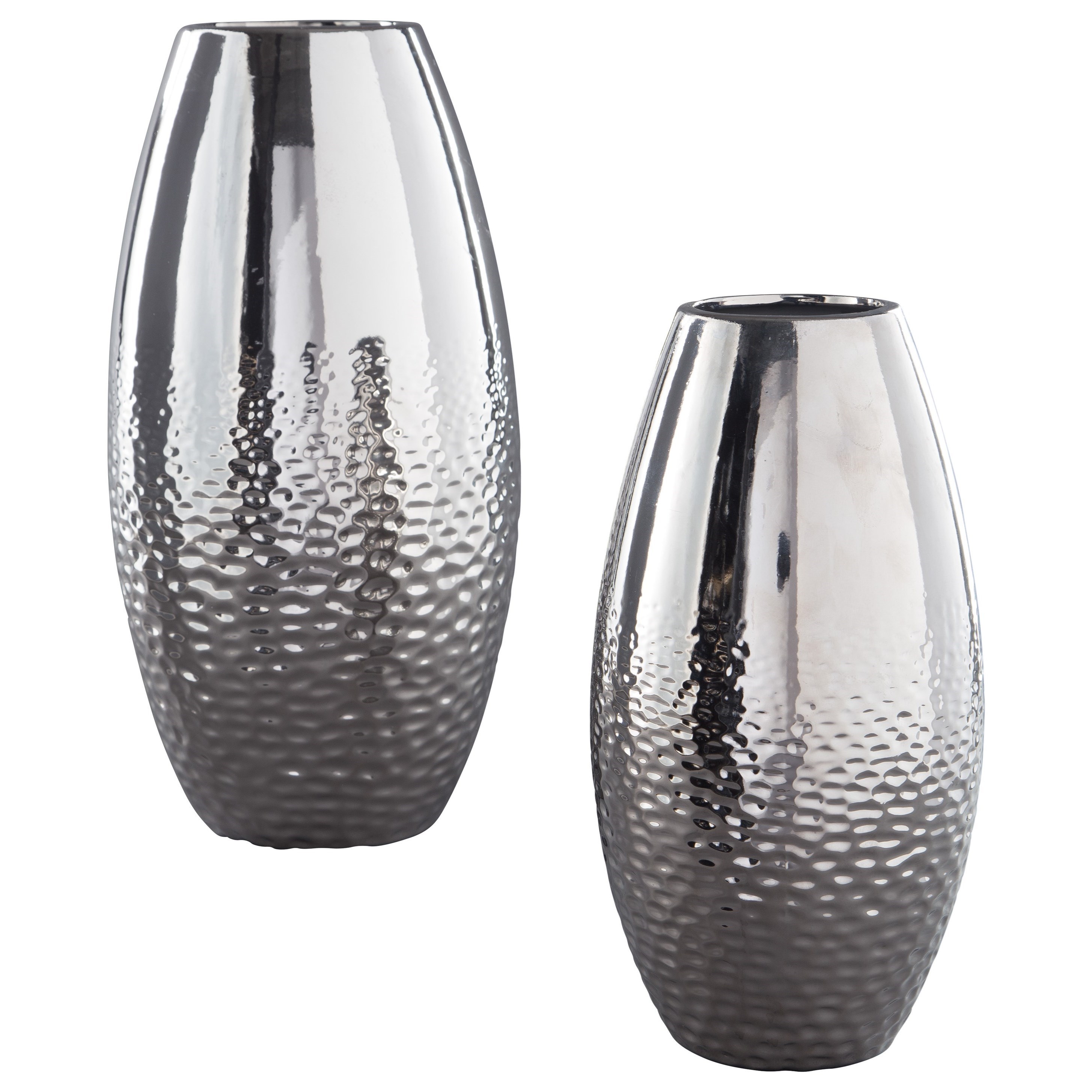 Ashley Signature Design Accents A2000355 Dinesh Silver Finish Vase Set ...