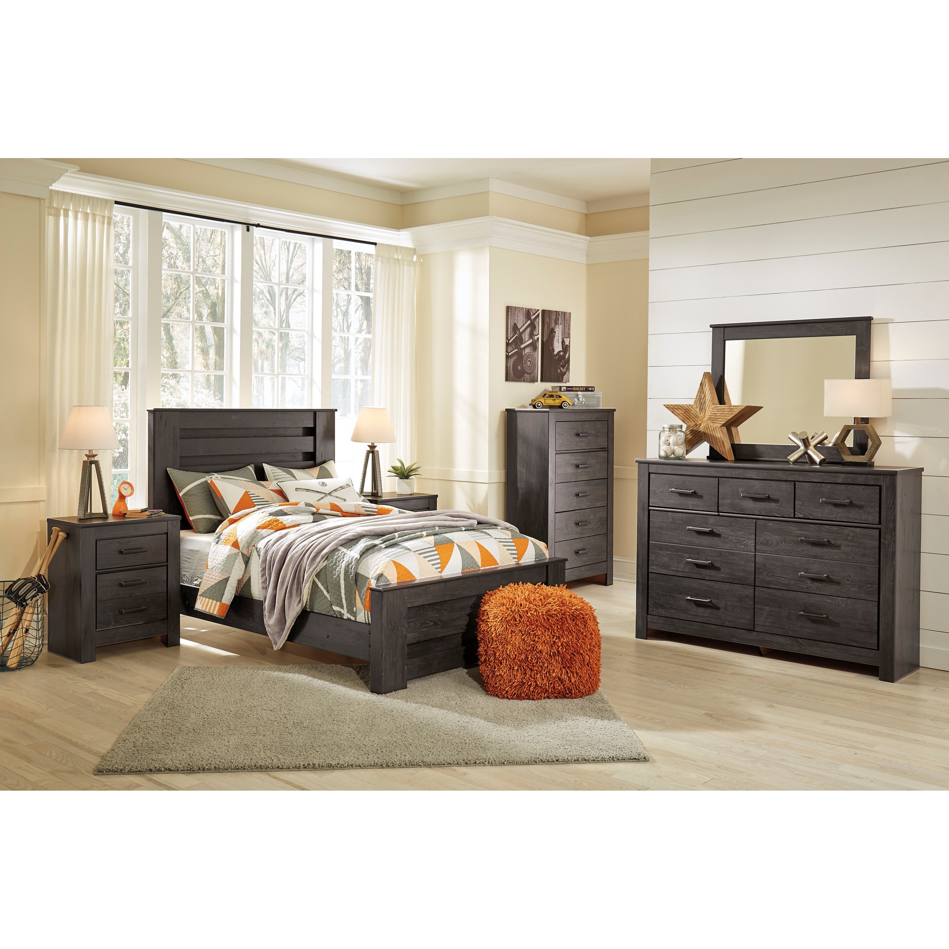 Signature Design by Ashley Brinxton Full Panel Bed in Charcoal Finish ...
