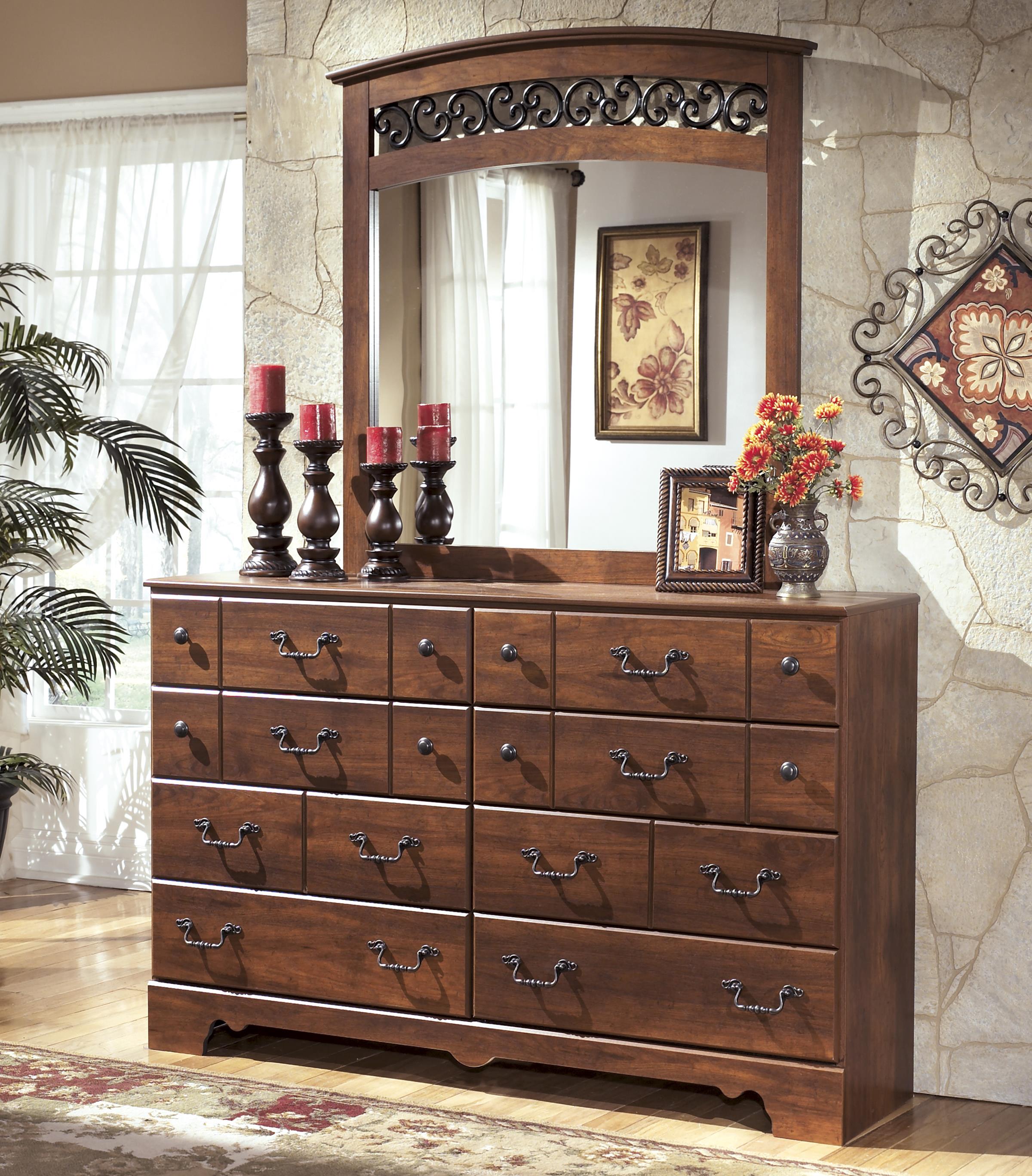Ashley Signature Design Timberline 8 Drawer Dresser and Arched Mirror ...