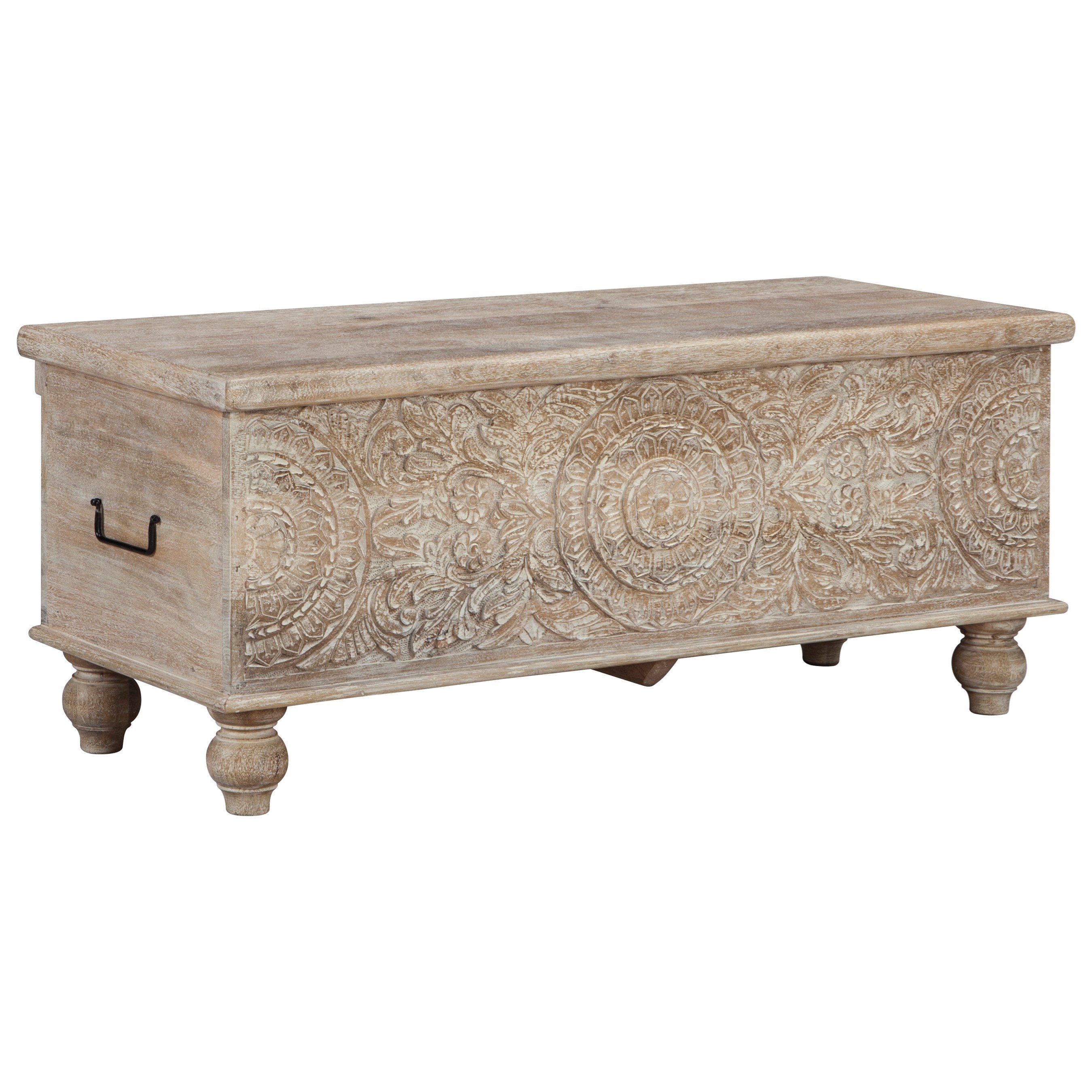 Signature Design by Ashley Fossil Ridge Solid Wood Accent Storage Bench ...
