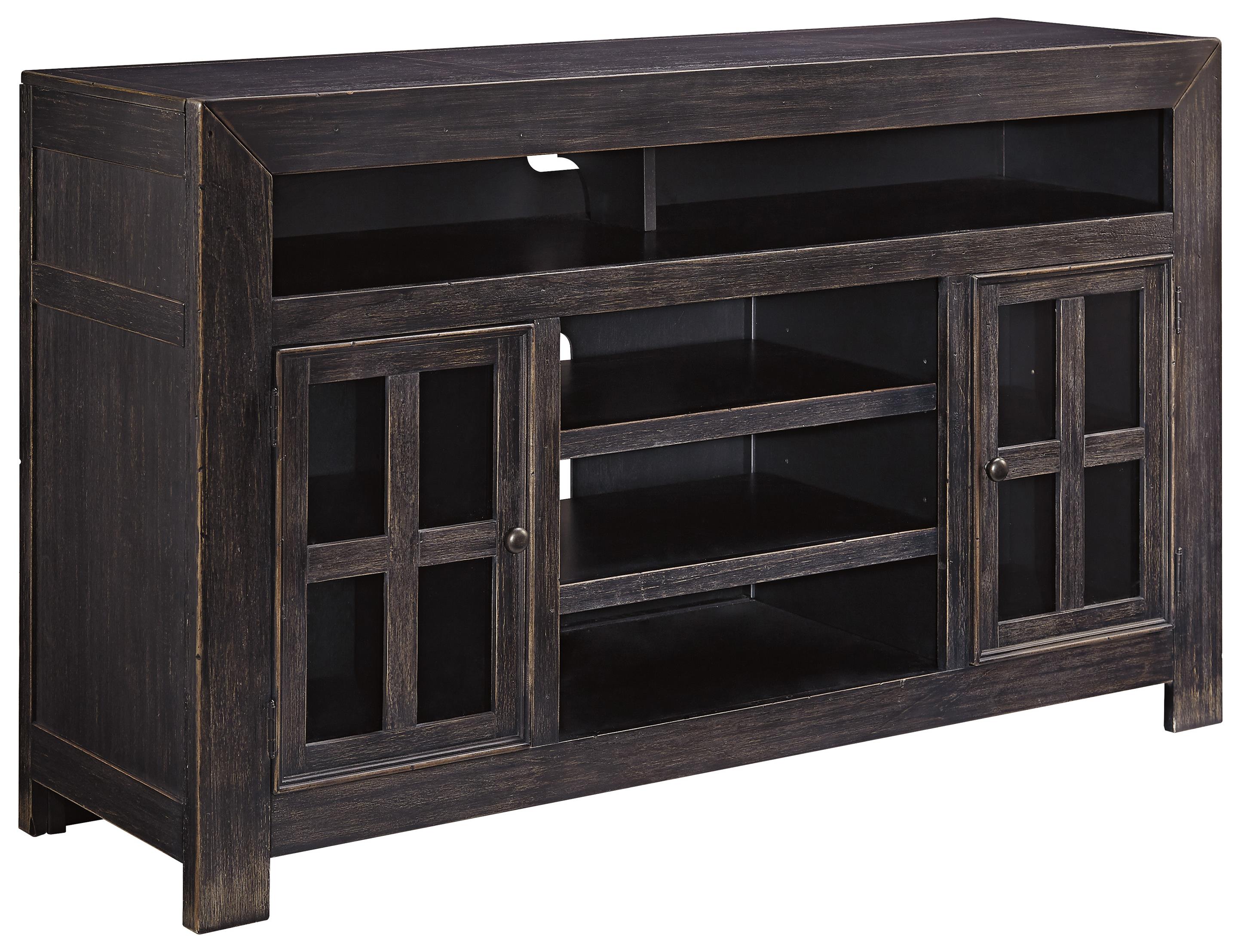 Ashley Signature Design Gavelston Distressed Black Large TV Stand ...