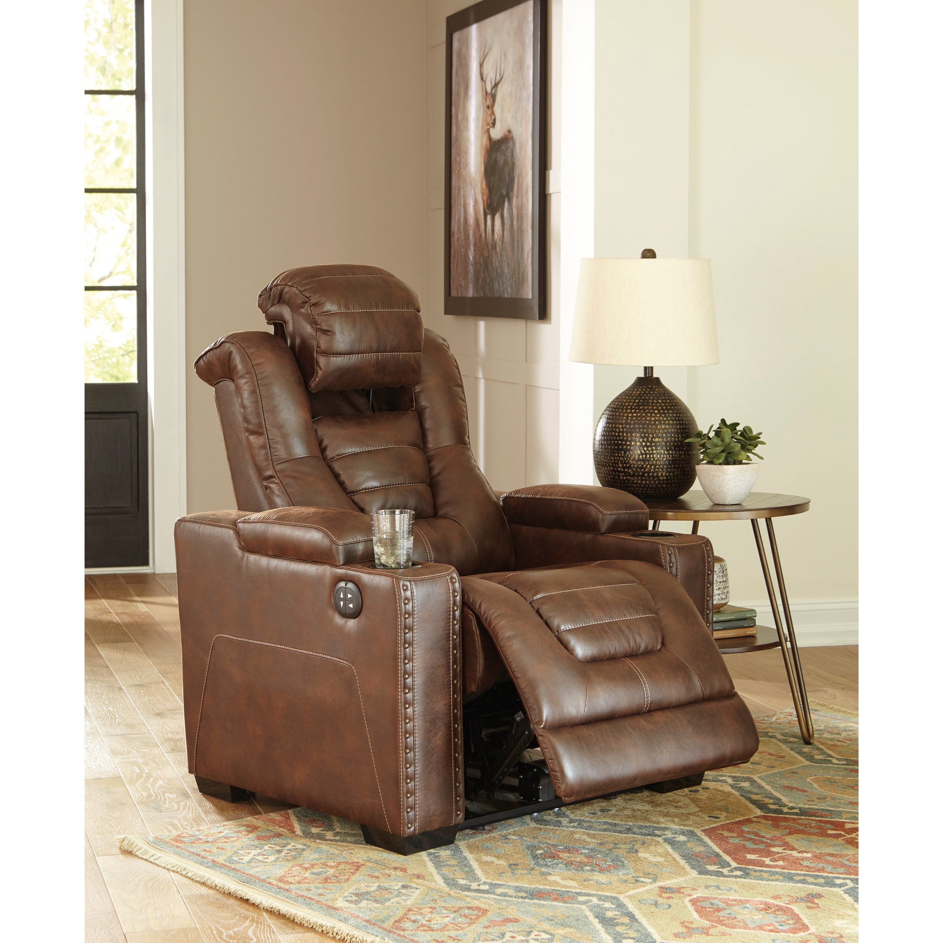 Signature Design by Ashley Owner's Box Faux Leather Power Recliner with ...