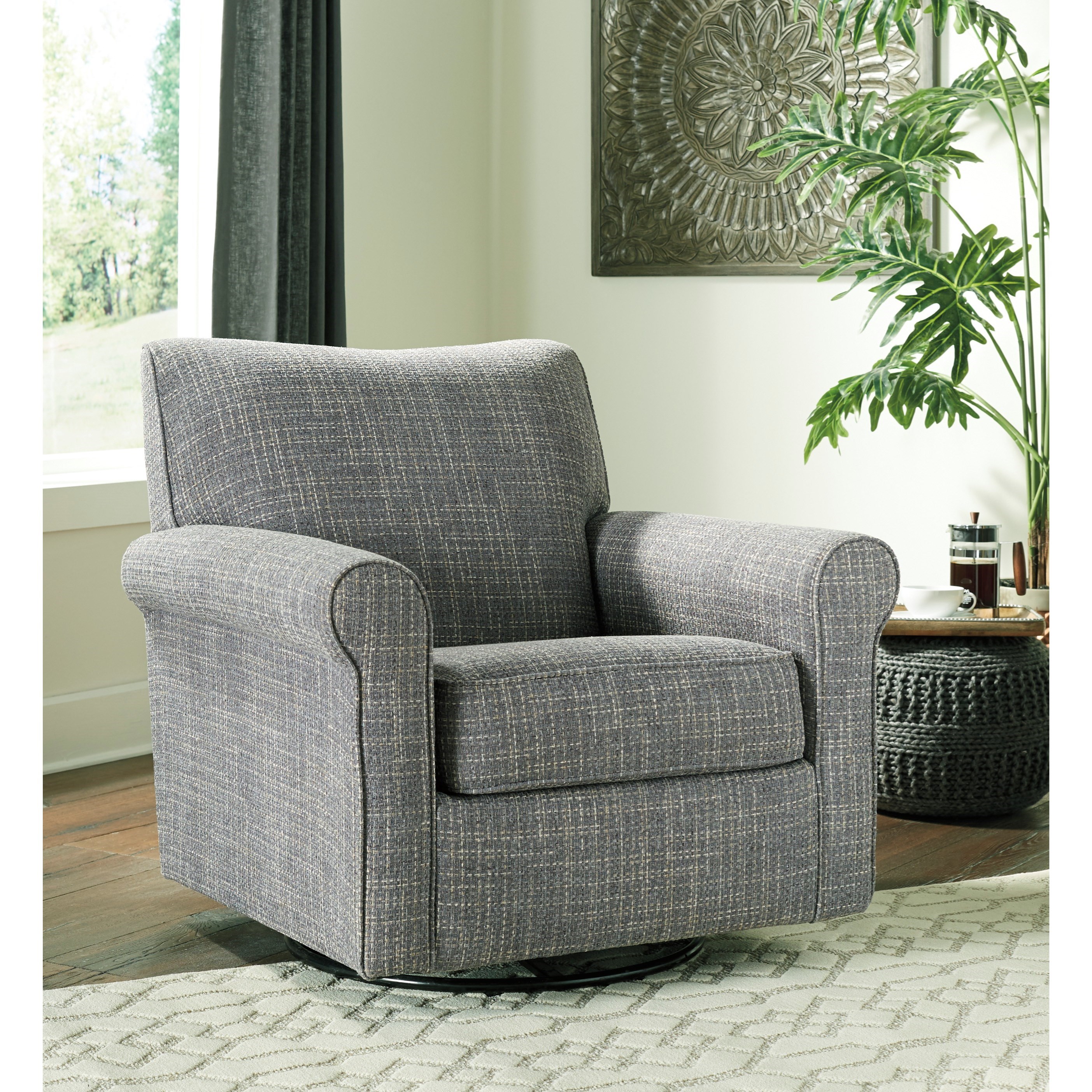 Ashley Signature Design Renley Swivel Glider Accent Chair with Rolled ...