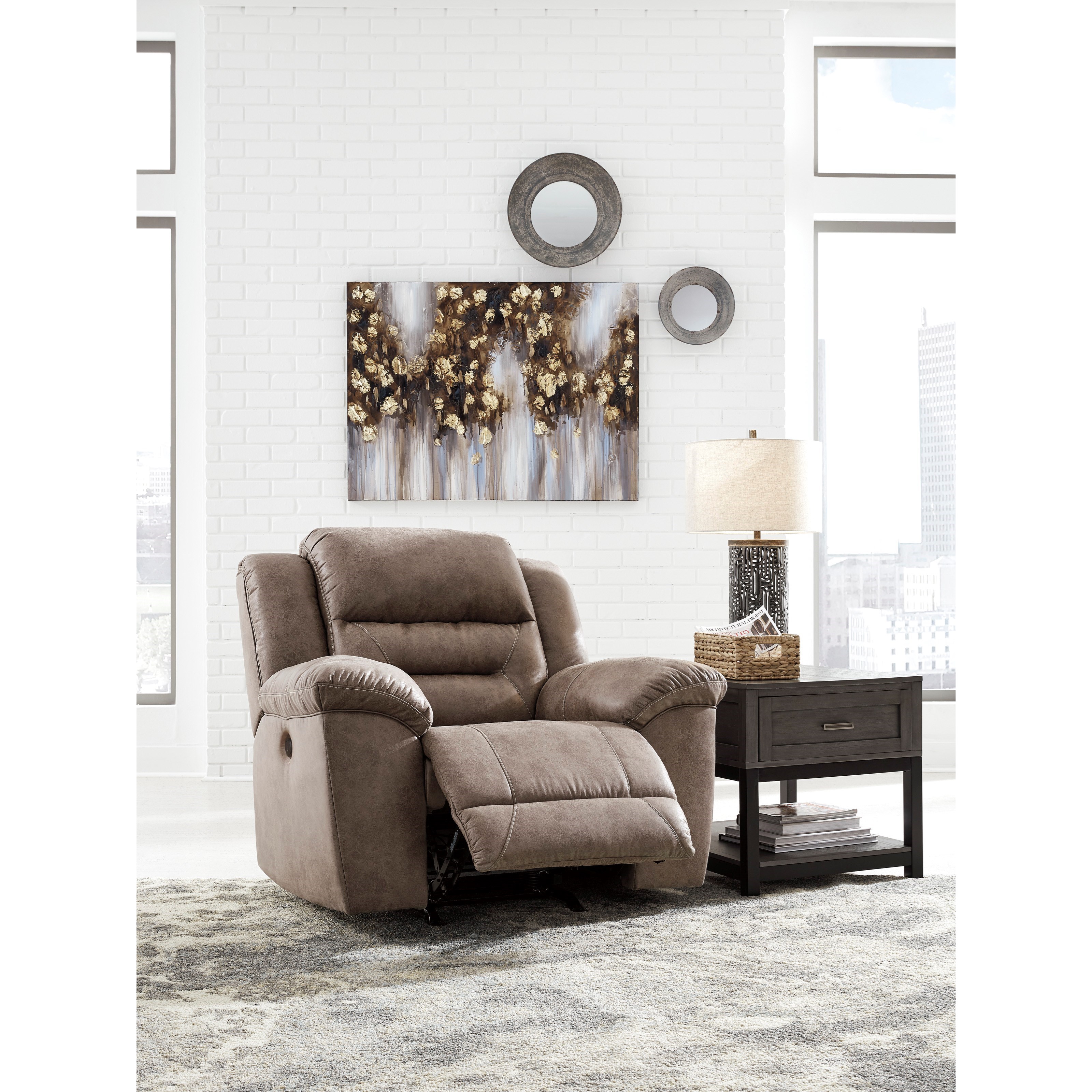 Signature Design by Ashley Stoneland Faux Leather Power Rocker Recliner ...