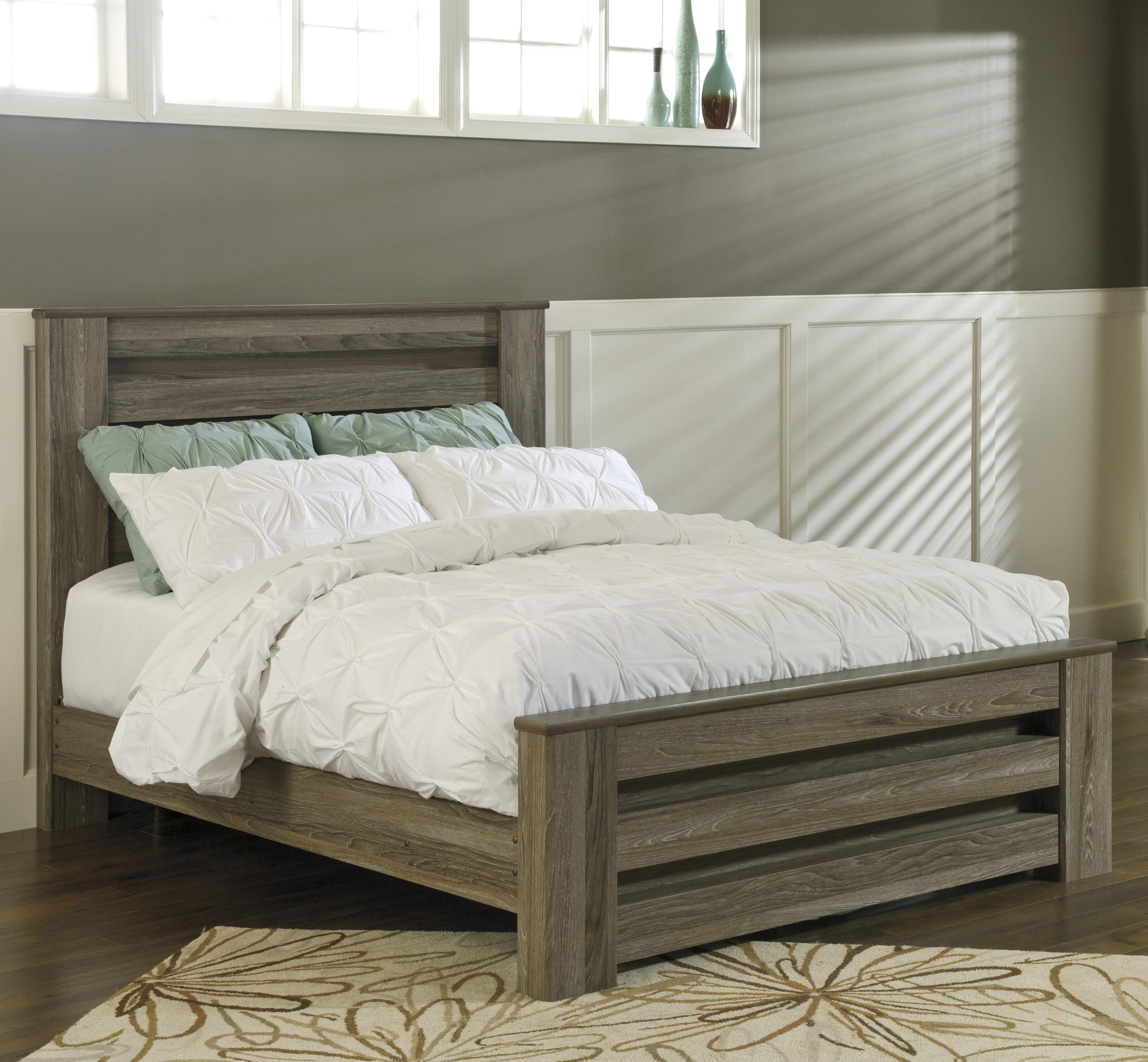 Ashley (Signature Design) Zelen Queen Panel Bed in Warm Gray Rustic ...