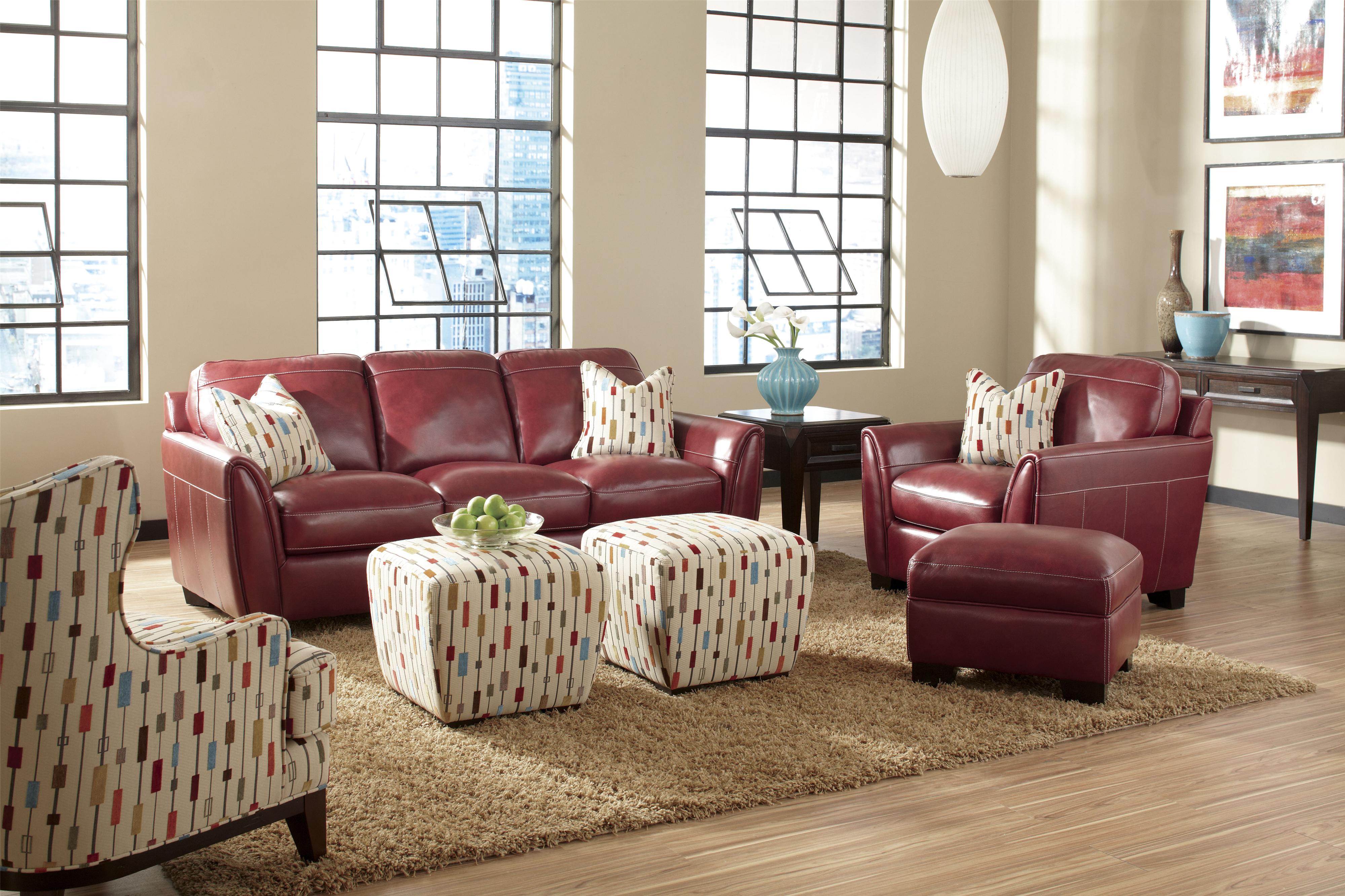 Simon Li J049 Contemporary Leather Stationary Sofa | Adcock Furniture ...