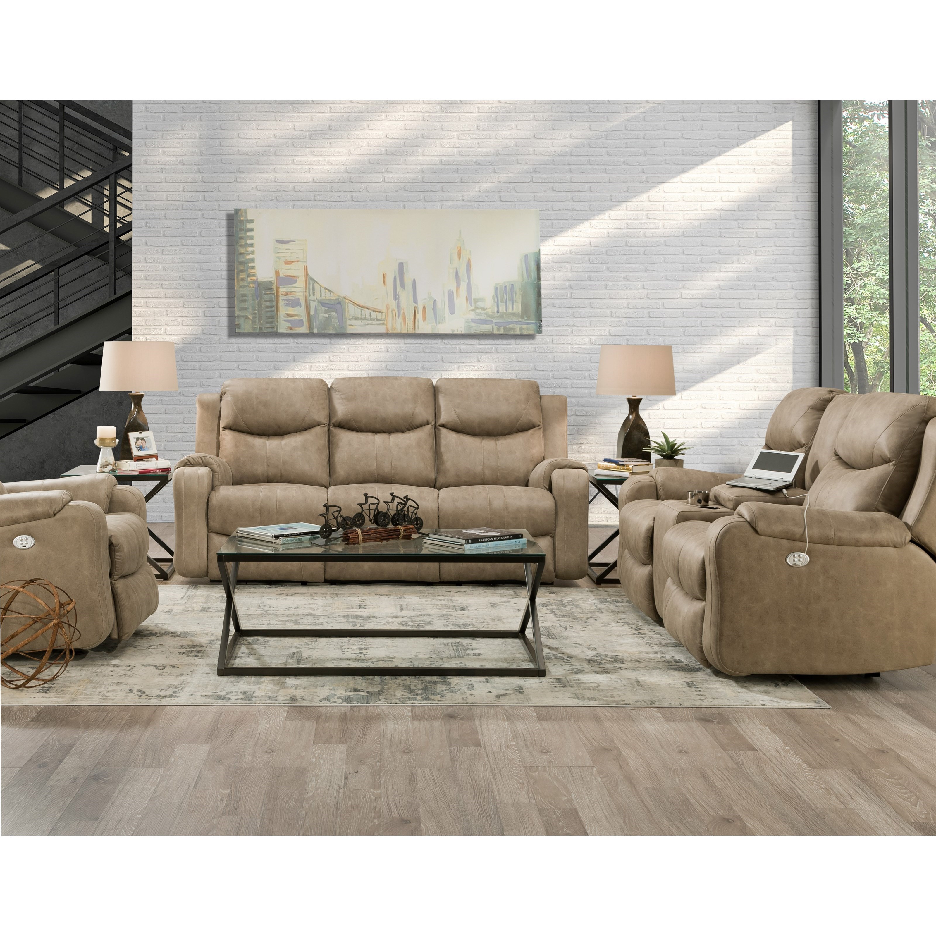 Southern Motion Marvel Double Reclining Sofa with Power Headrests ...