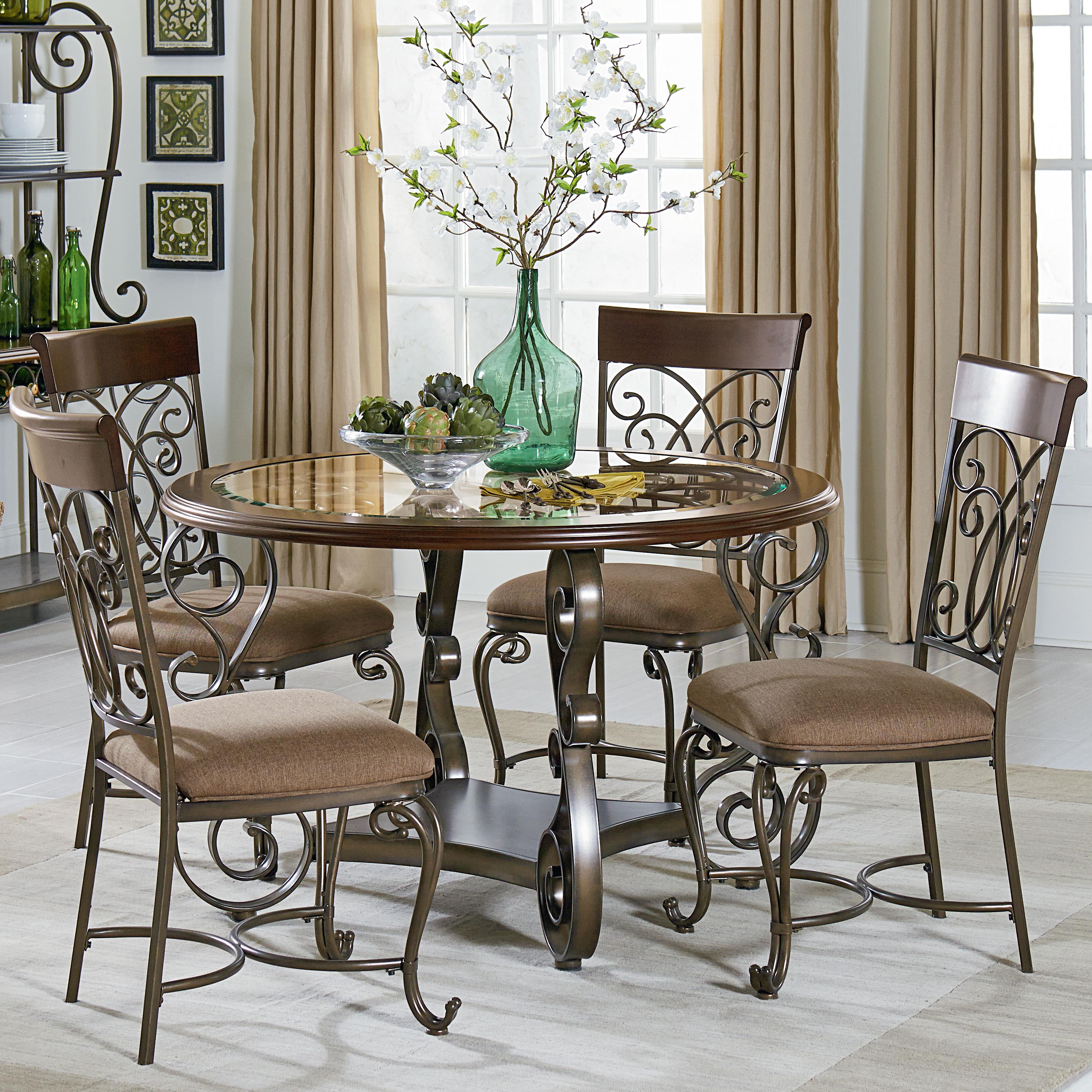 Standard Furniture Bombay Round Table and Chair Set With Metal Scroll ...