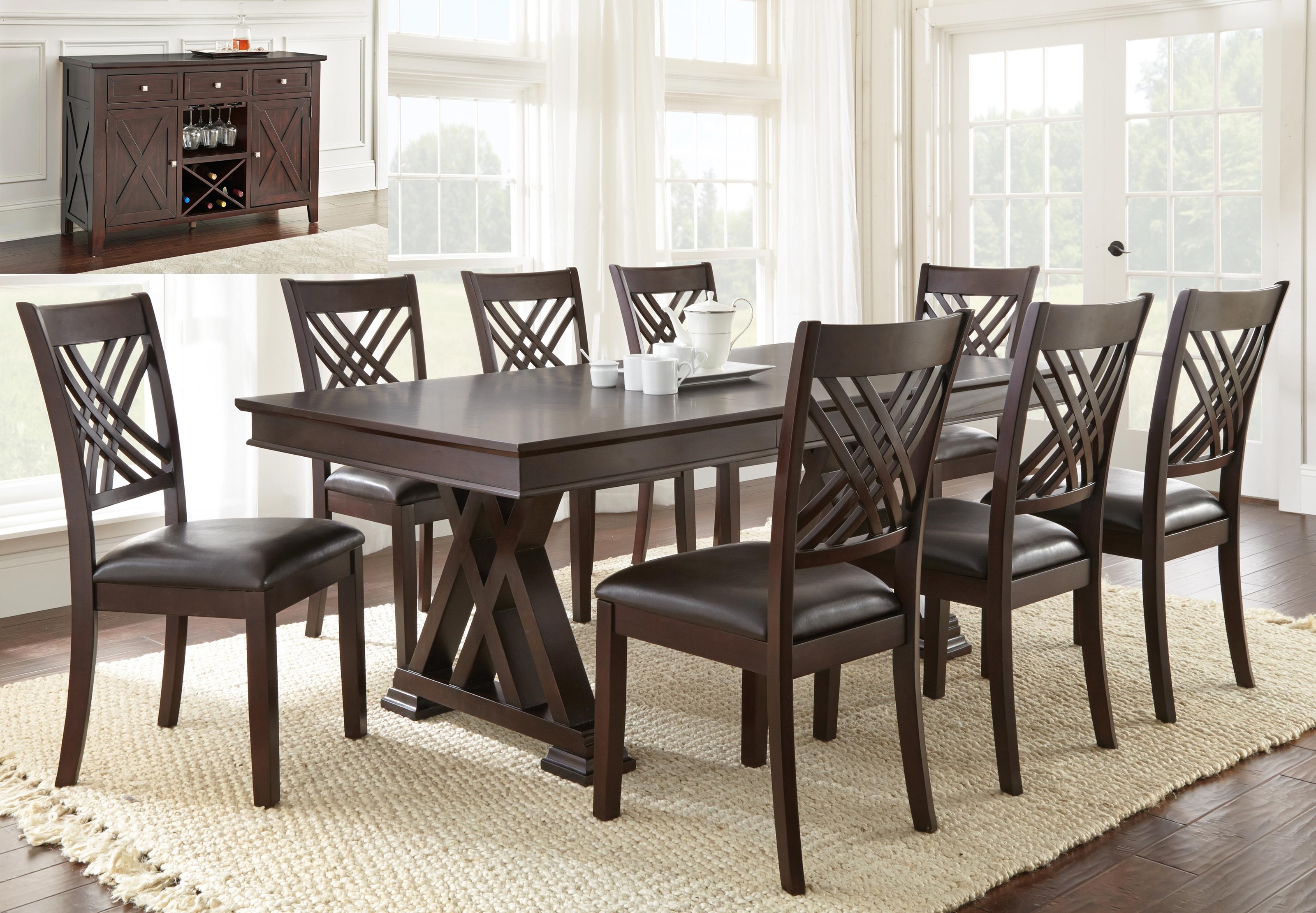 Steve Silver Adrian 8 Piece Table and Chair Set with Server | Wayside ...