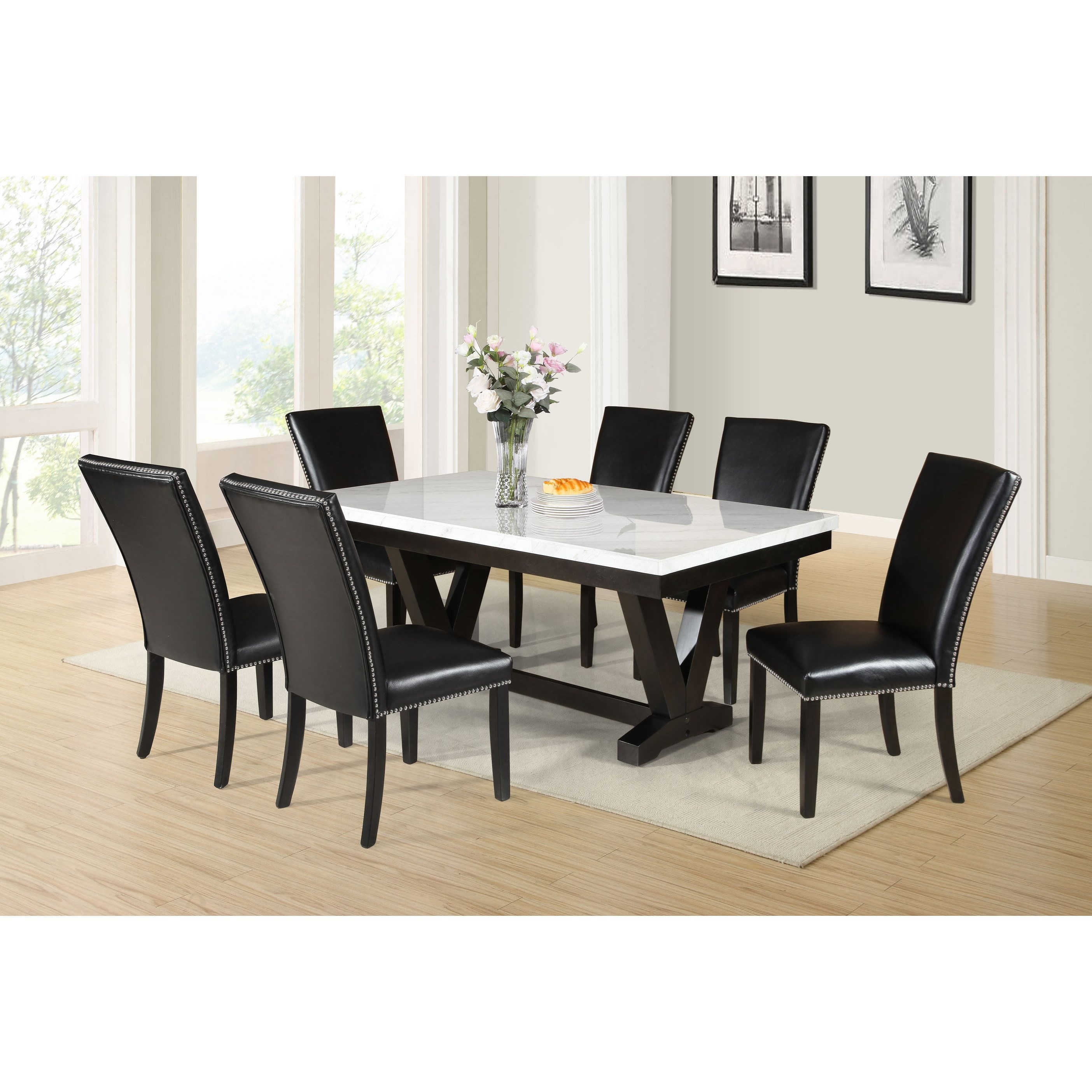 Steve Silver Finley Glam Contemporary 7-Piece Dining Table and Chair ...
