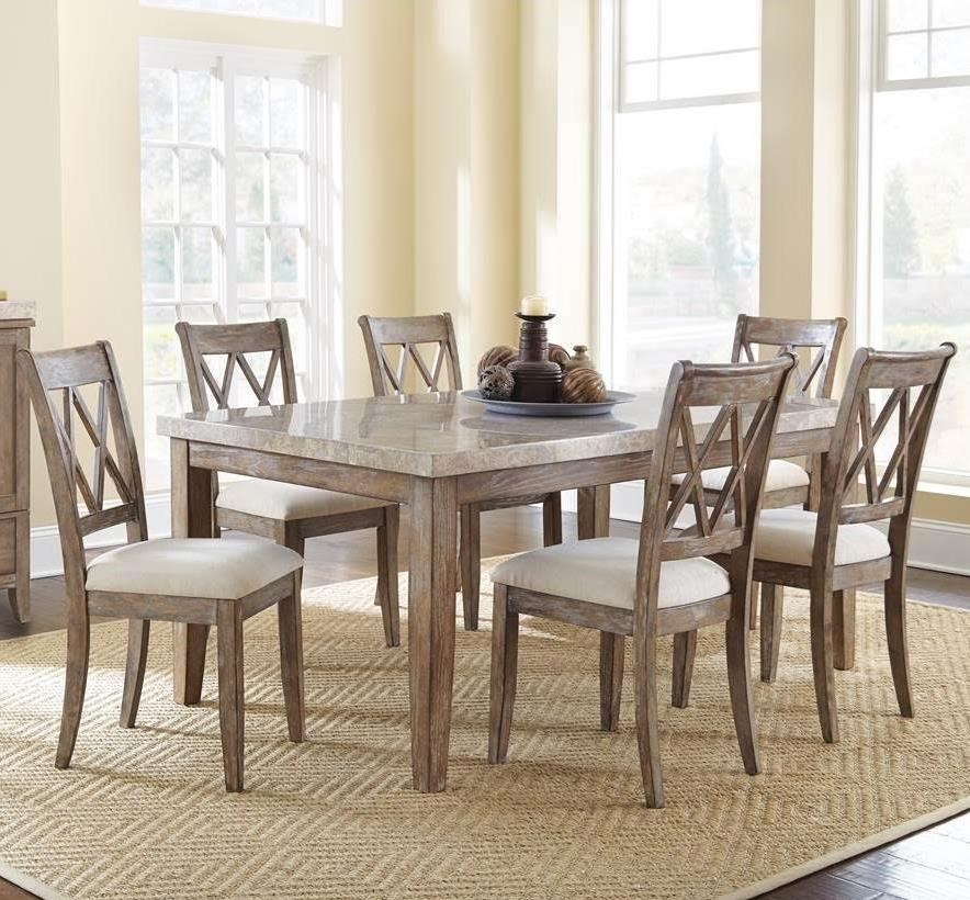 Steve Silver Franco 7 Piece Marble Top Dining Set | Wayside Furniture ...