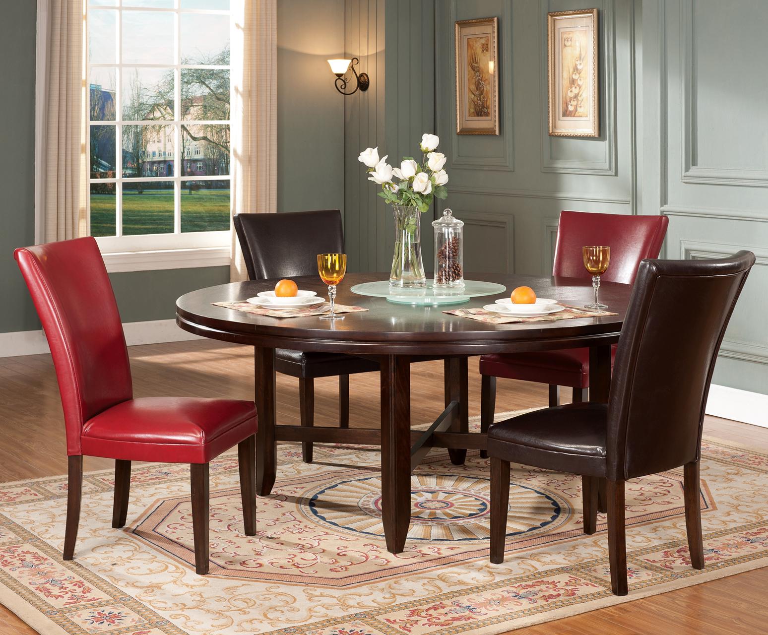 Steve Silver Hartford 72" Round Contemporary Dining Table with Lazy ...