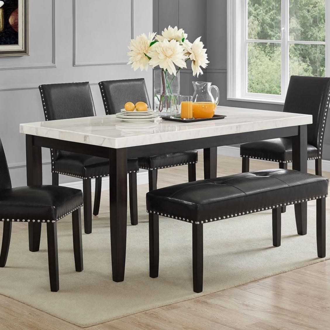 Steve Silver Brinnon Transitional White Marble Top Dining Table