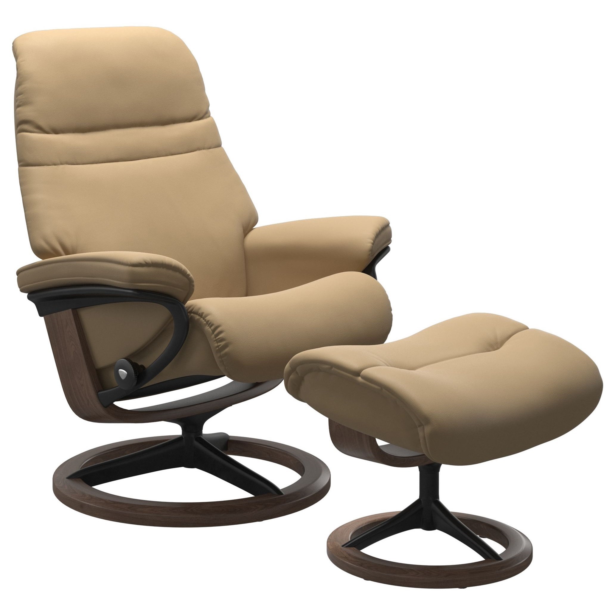 Stressless Sunrise Medium Reclining Chair and Ottoman with Signature ...