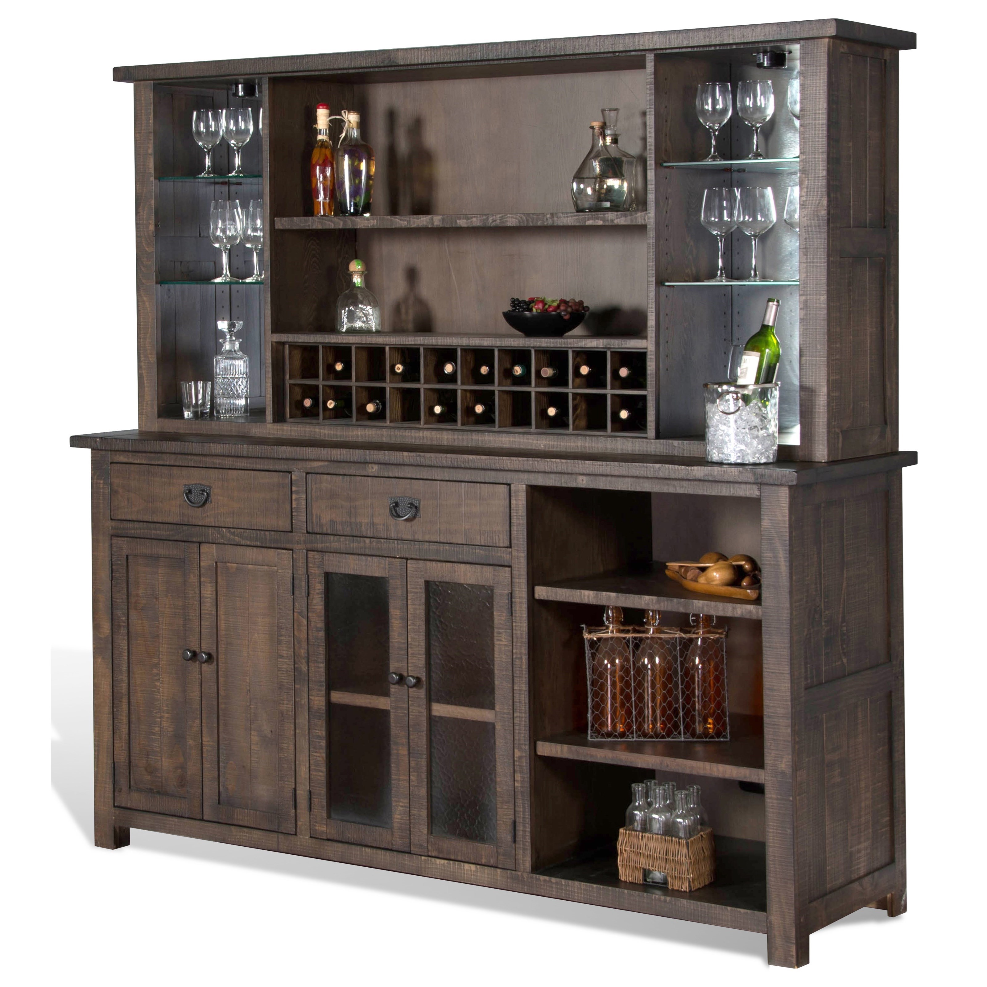 Sunny Designs Homestead 1969TL Back Bar John V Schultz Furniture Bar Cabinets