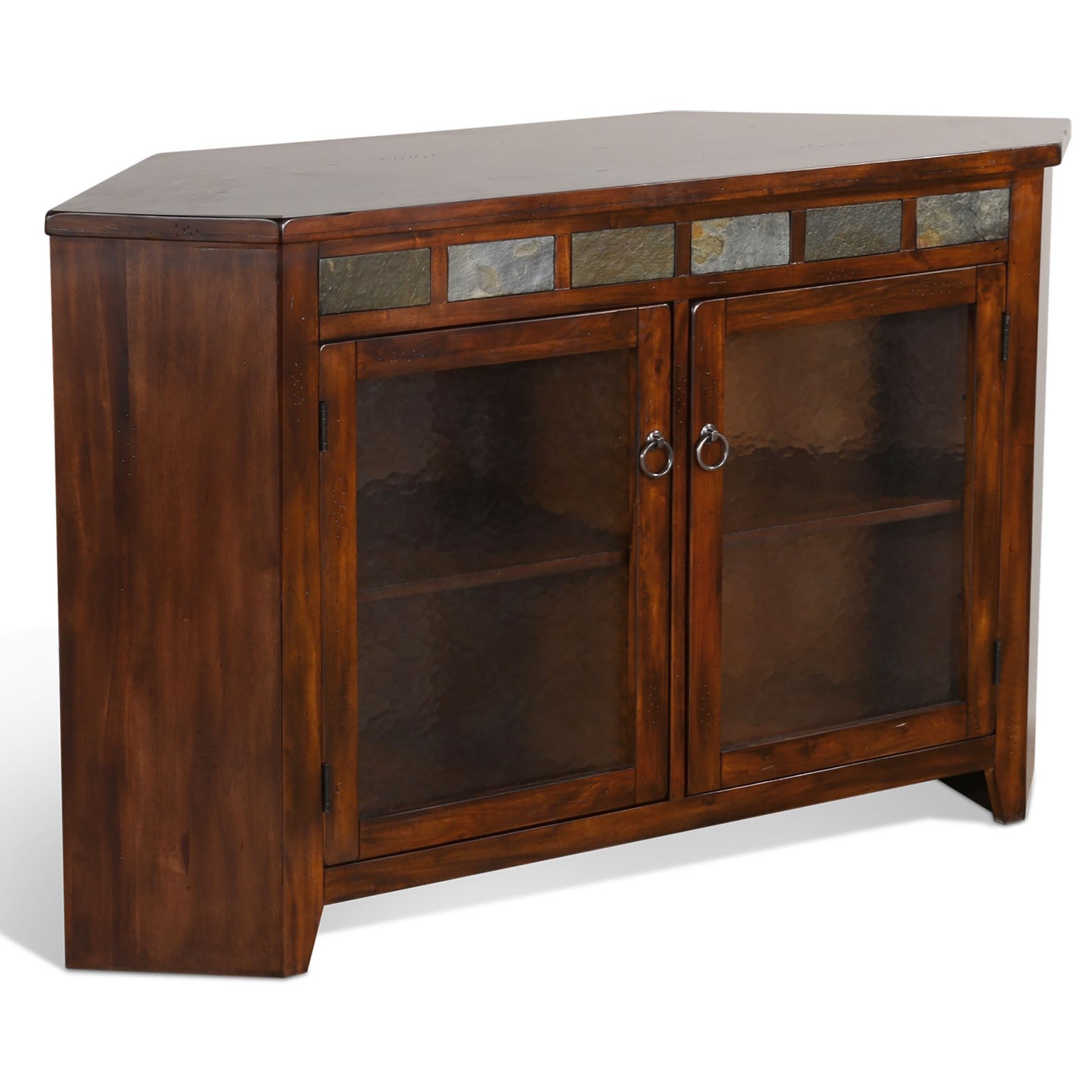 Sunny Designs Santa Fe 2 55" Corner TV Stand with Glass Doors and Slate ...