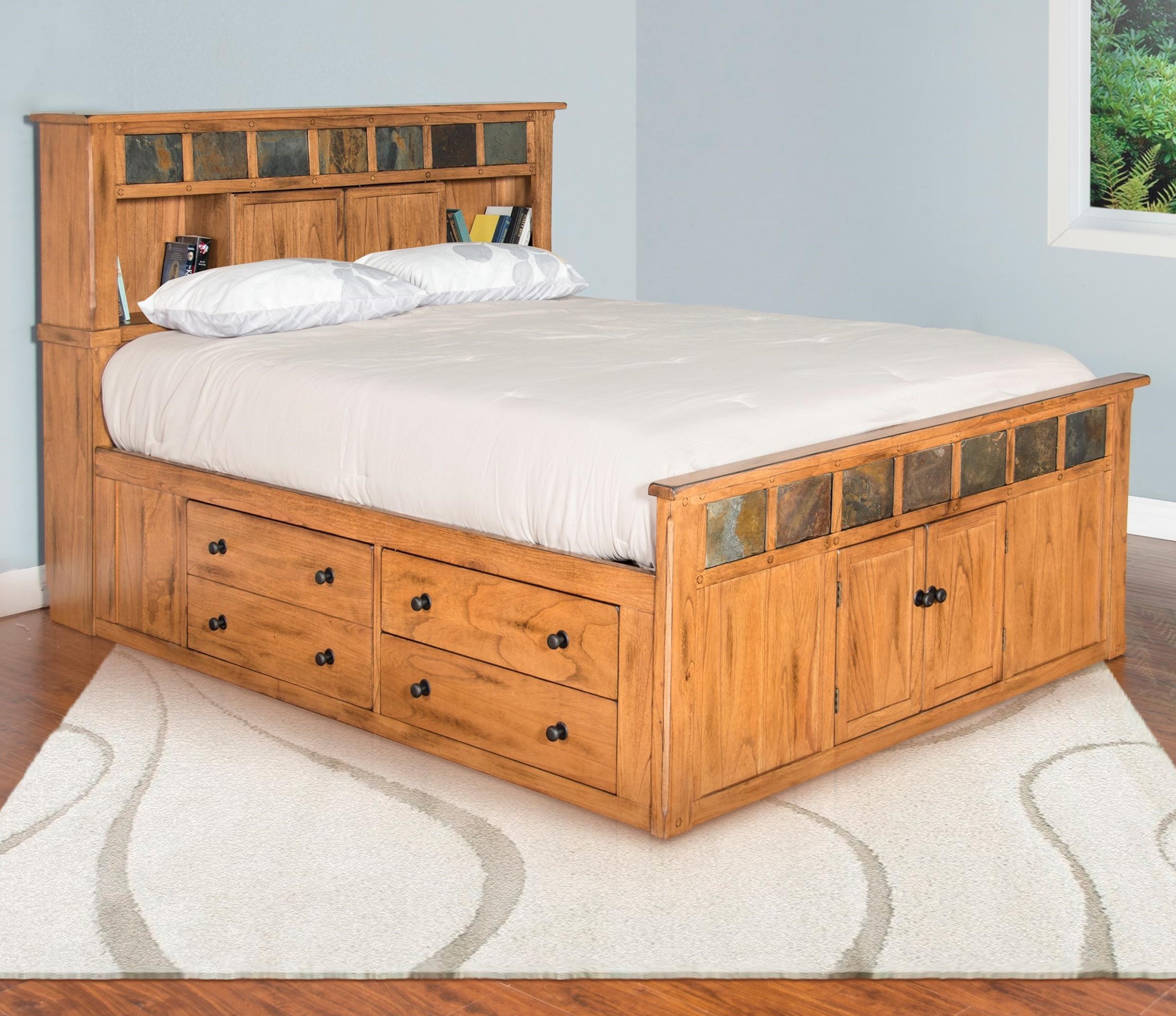 Sunny Designs Sedona 2334RO-SQ Queen Storage Bed w/ Slate | Home ...